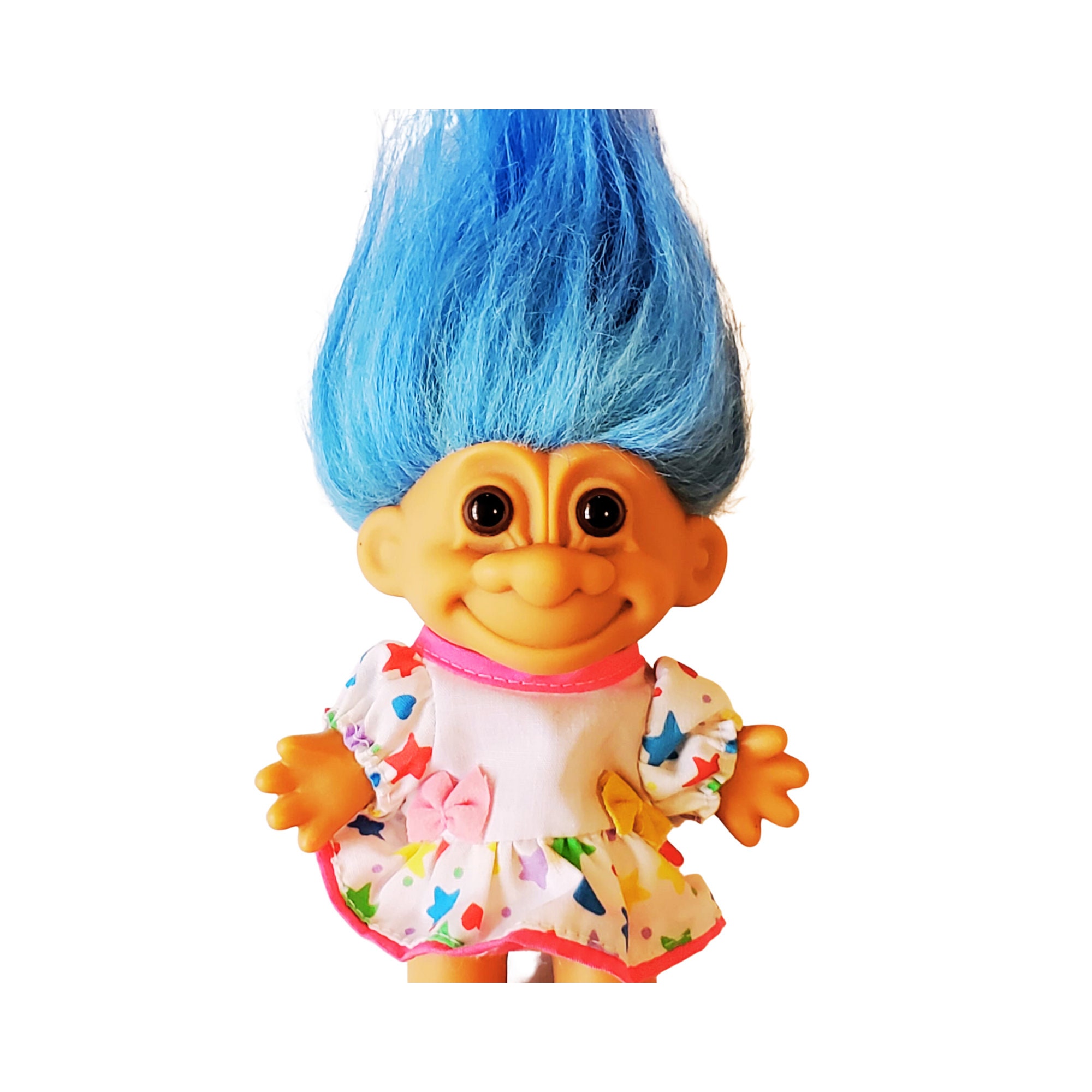 Vintage 1990s Blue Hair Troll Doll With Dress, Fading Blue Hair Troll ...