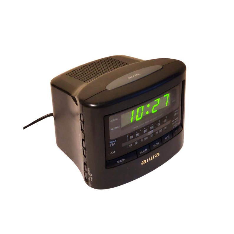 Vintage 1990s Aiwa Cube Alarm Clock Radio, Green LCD, Tested/excellent ...