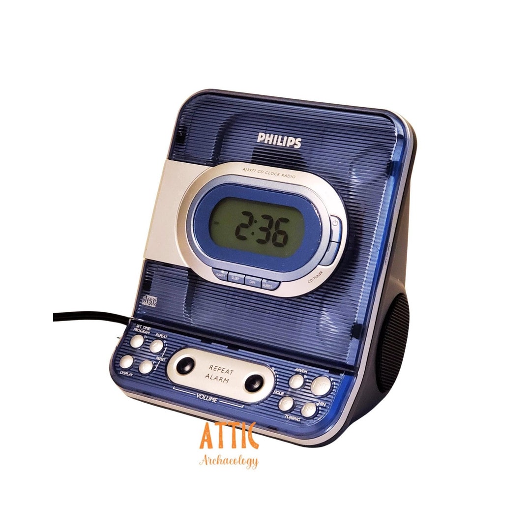 2000s Philips CD Clock Radio Alarm, Blue LCD, Tested, in Excellent ...