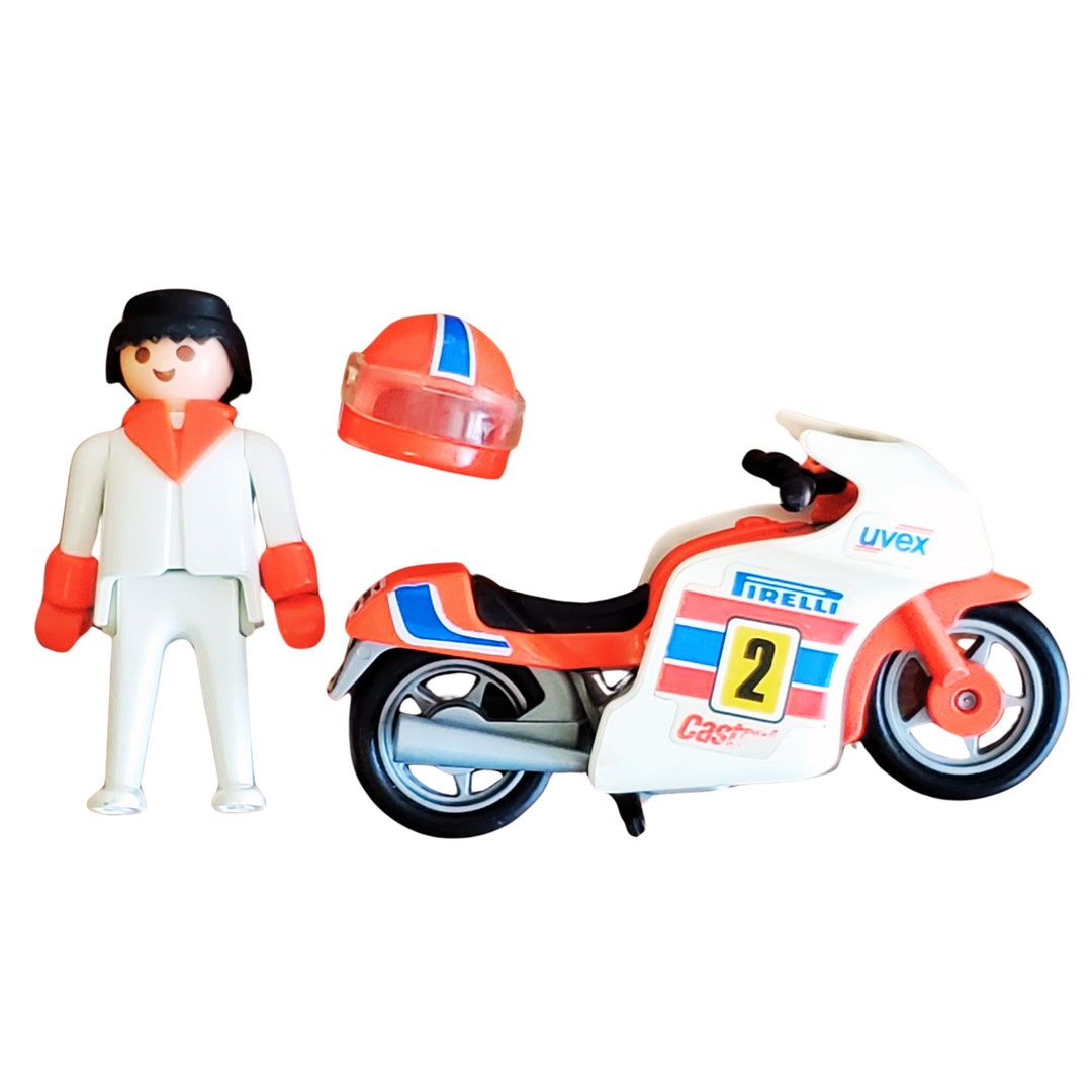 Vintage Playmobil Racing Motorcycle and Rider, 1970s Playmobil Geobra ...