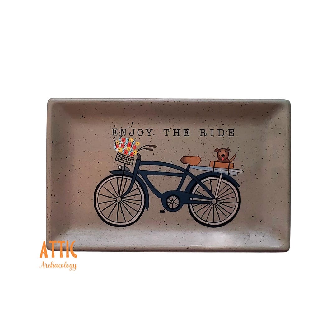 Vintage Donna White Handpainted Wooden Tray, Enjoy the Ride, Old ...