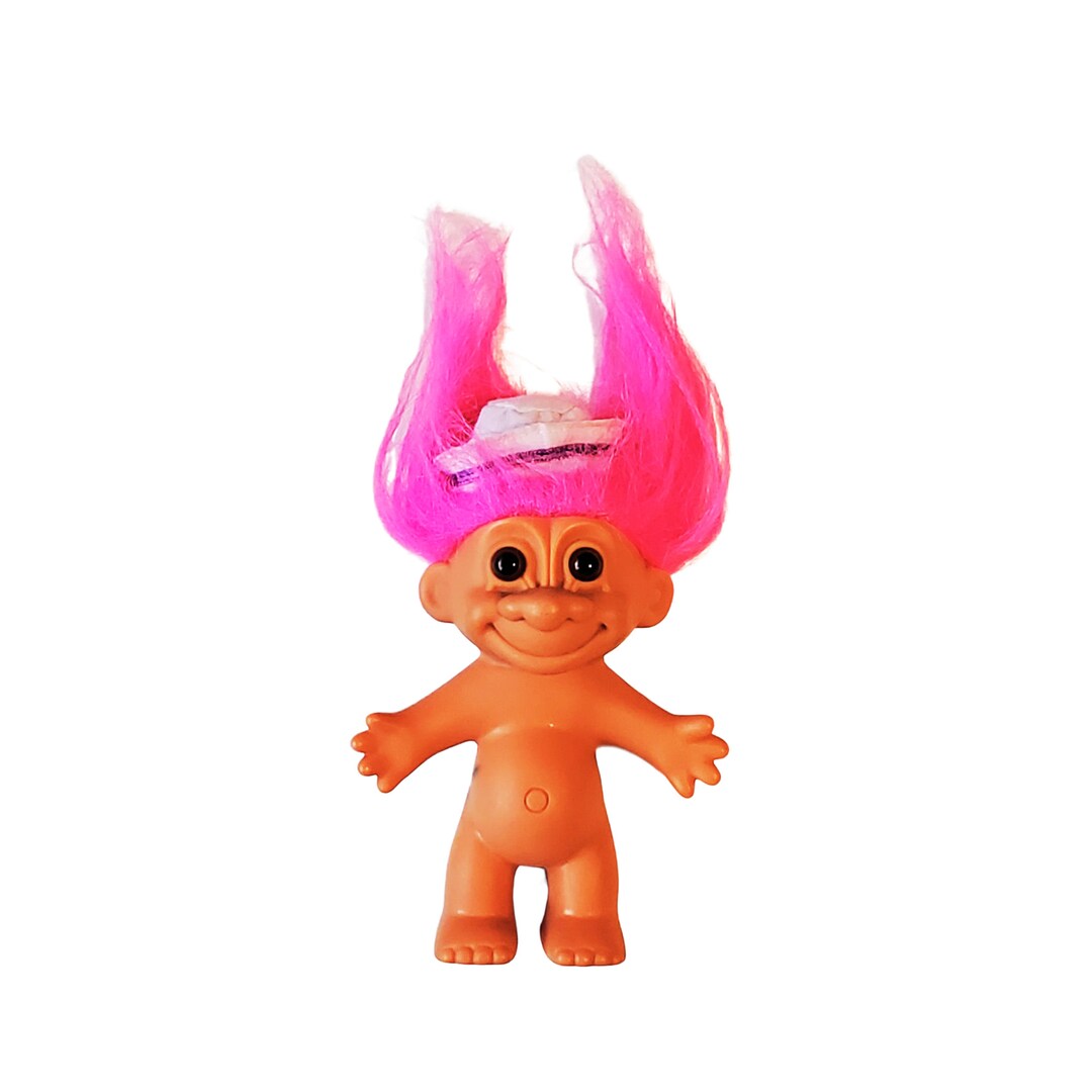 Vintage 1990s Pink Hair Troll Doll With Hat Original Russ - Etsy