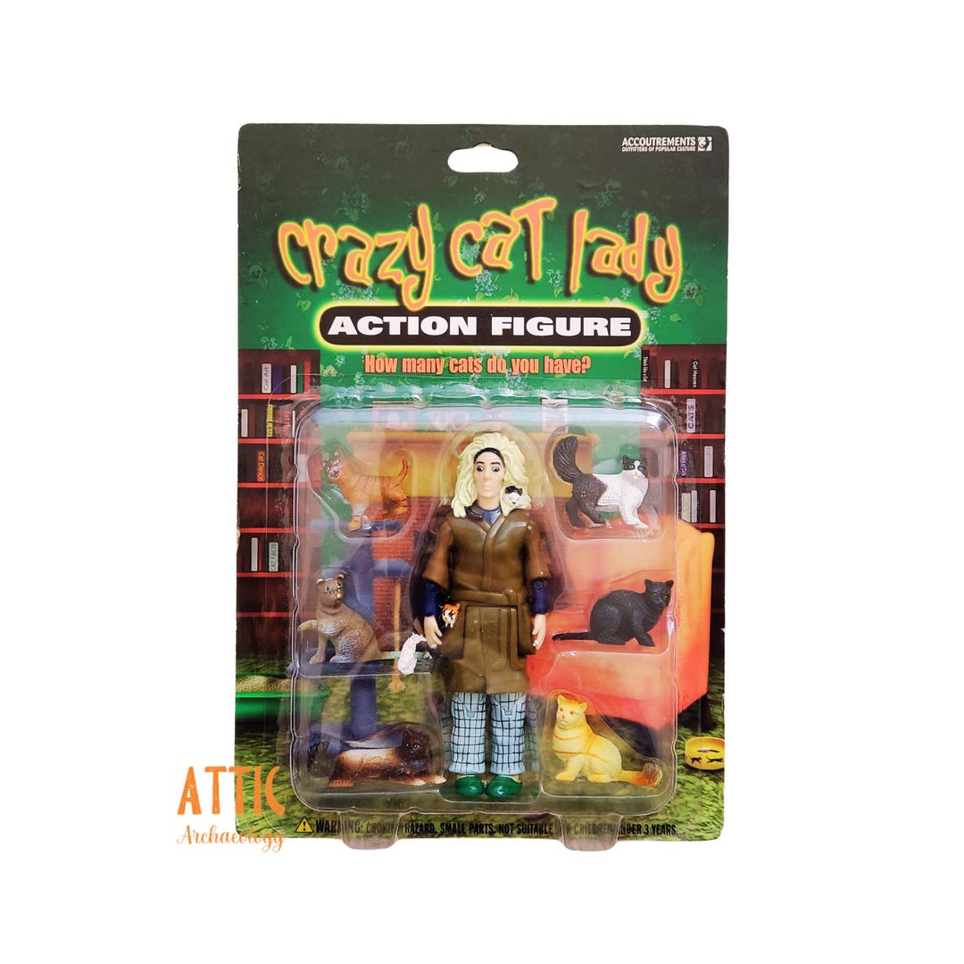 Vintage Crazy Cat Lady Action Figure, by Accoutrements, Sealed, 2000s ...