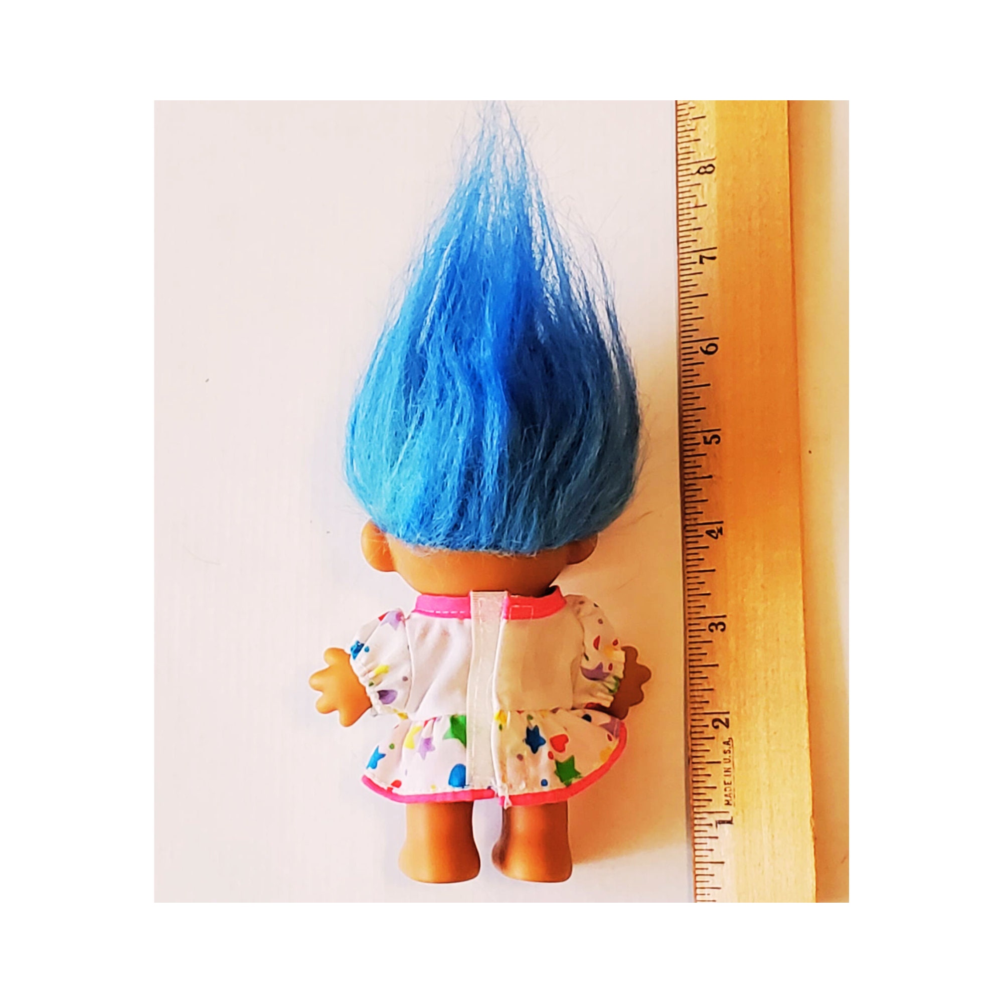 Vintage 1990s Blue Hair Troll Doll With Dress, Fading Blue Hair Troll ...