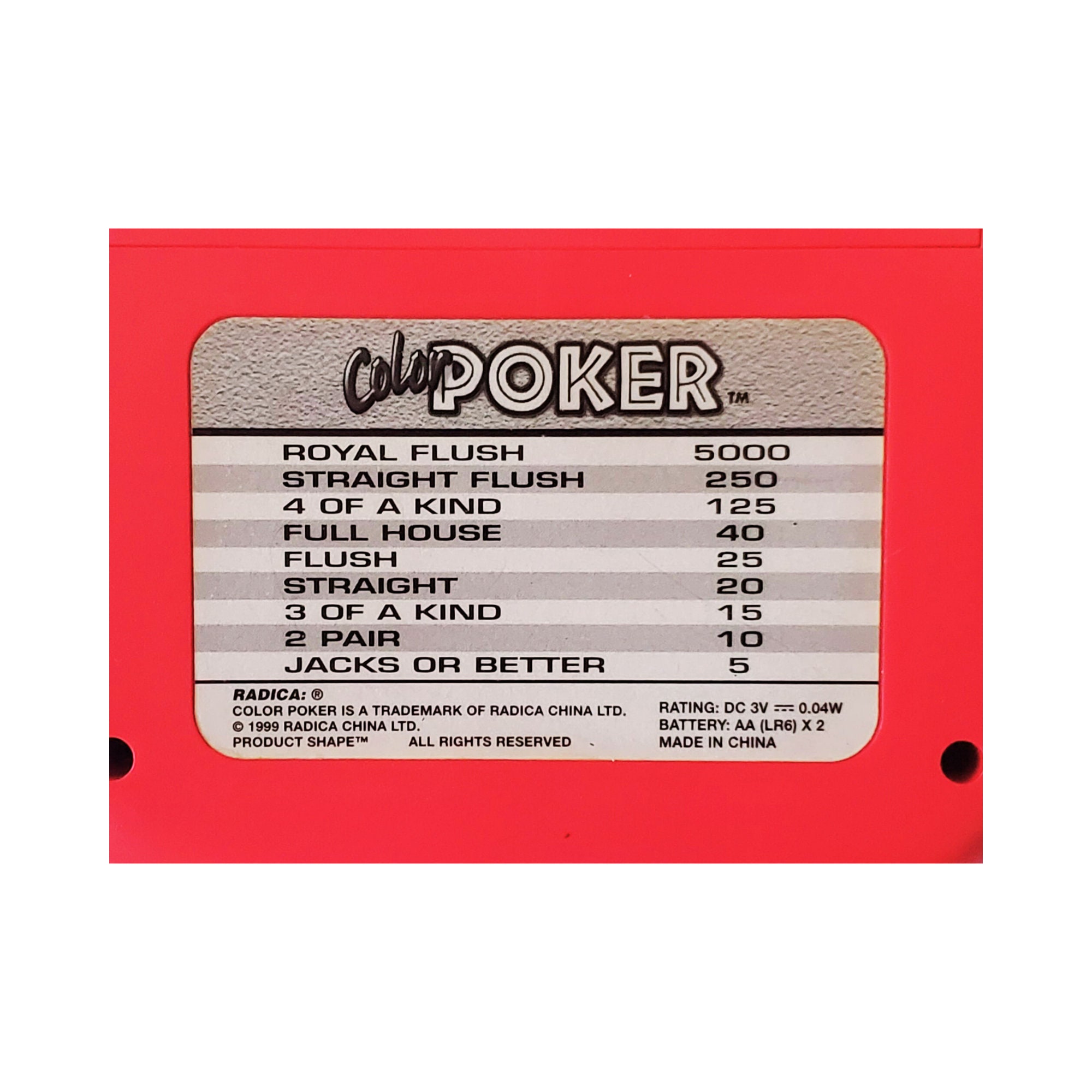 Vintage 1990s Radica Color Poker Electronic Handheld Game, Color ...