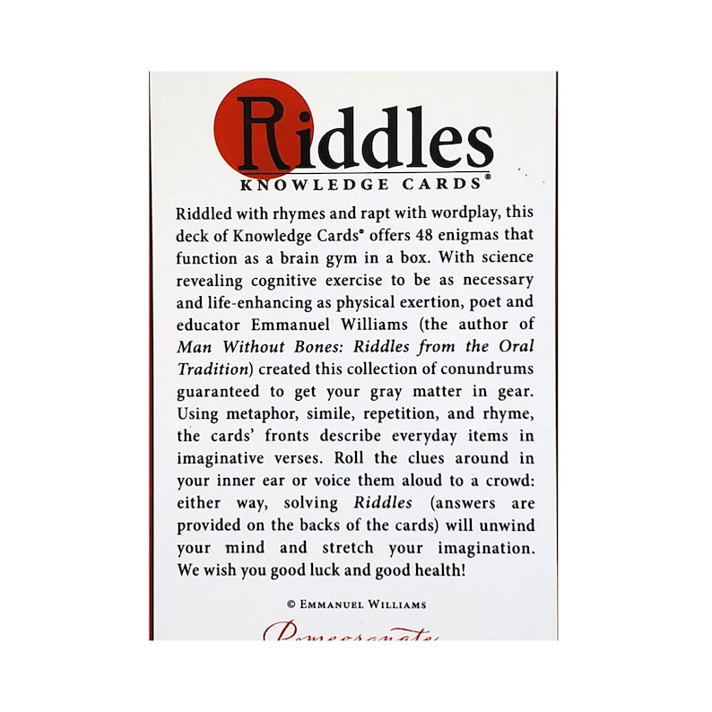 Sealed Riddles Knowledge Cards, Rhymes/wordplay/enigma Cards learning ...