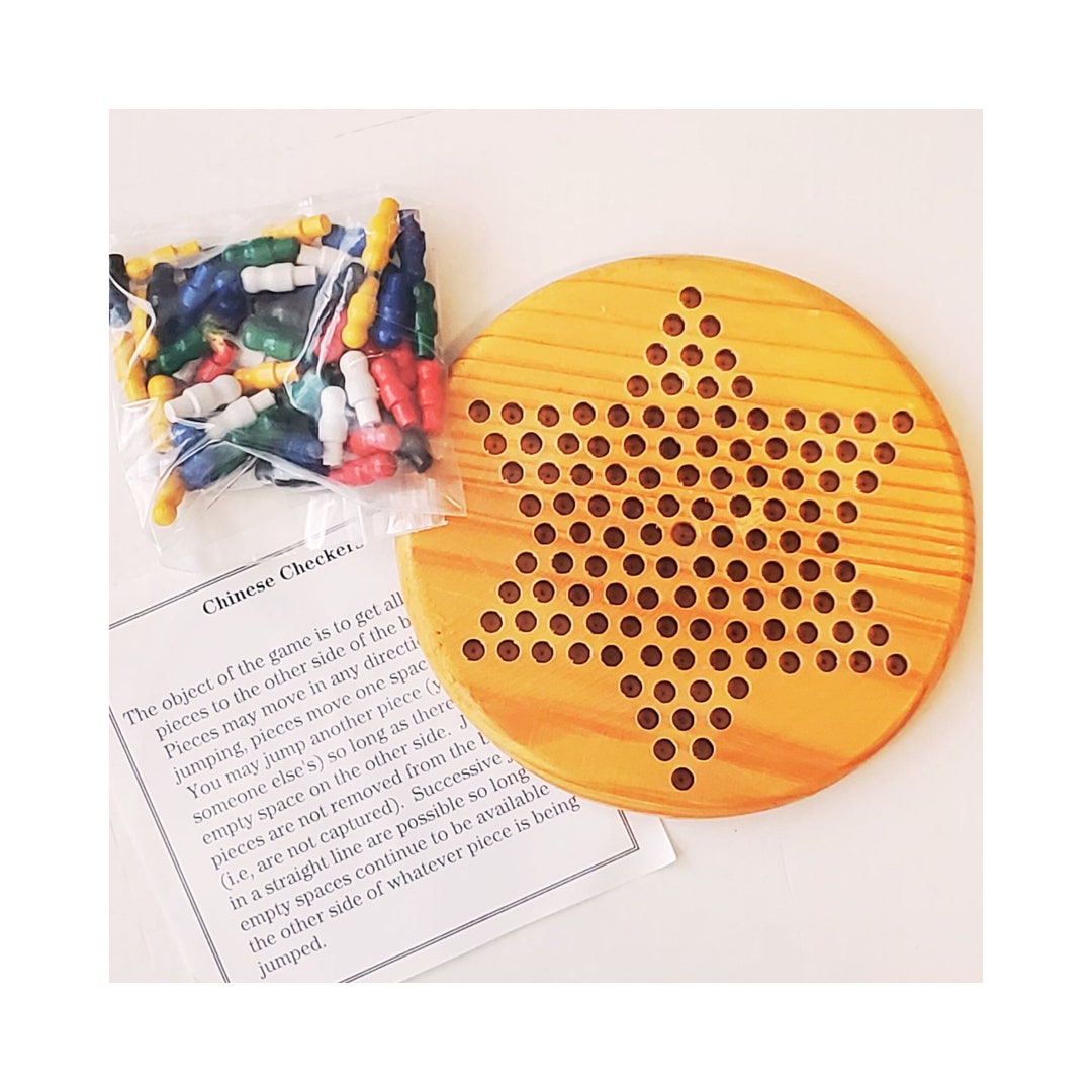 Wooden Chinese Checkers Game, Like New, Miniature Wooden Board Game ...