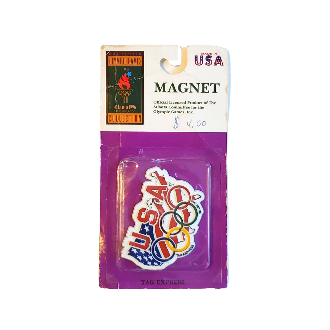 Vintage Atlanta 1996 Olympics Magnet, USA Olympic Team Logo, Sealed ...