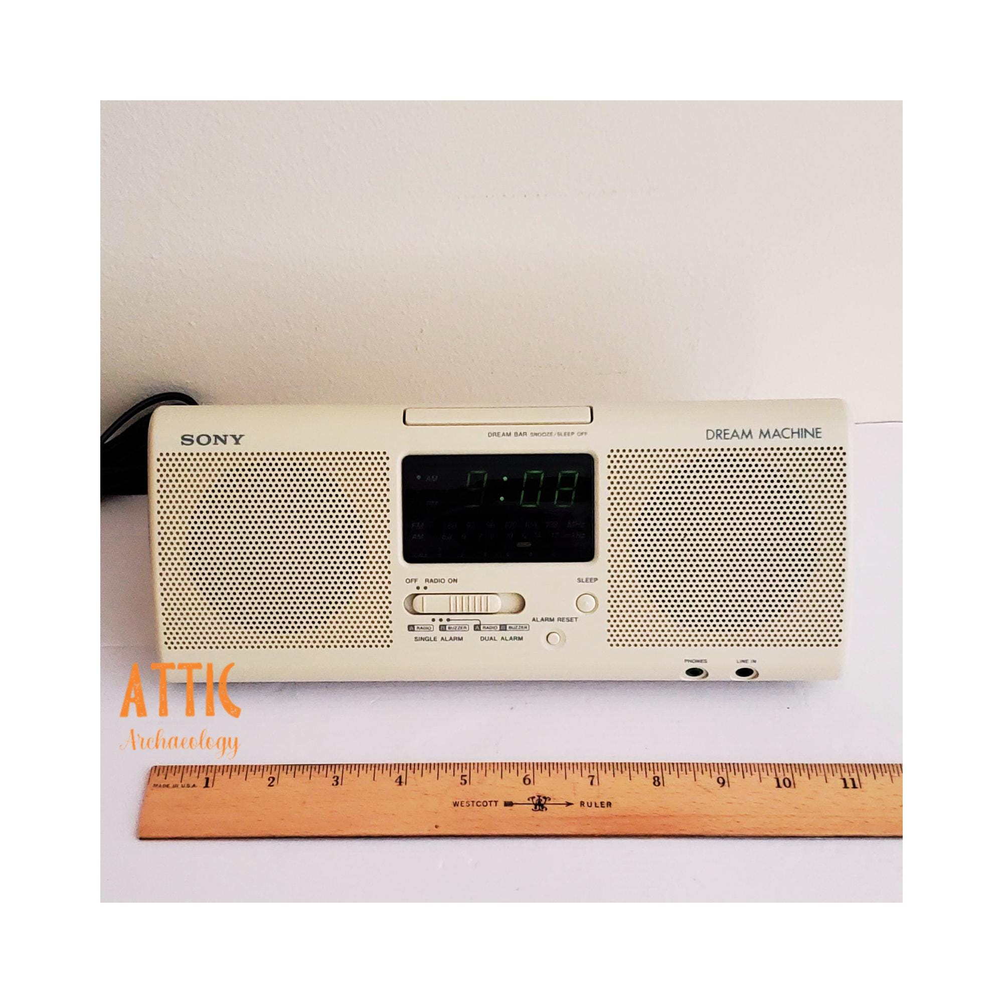 Vintage Sony Dream Machine White Clock Radio Stereo, Green LED Display ...