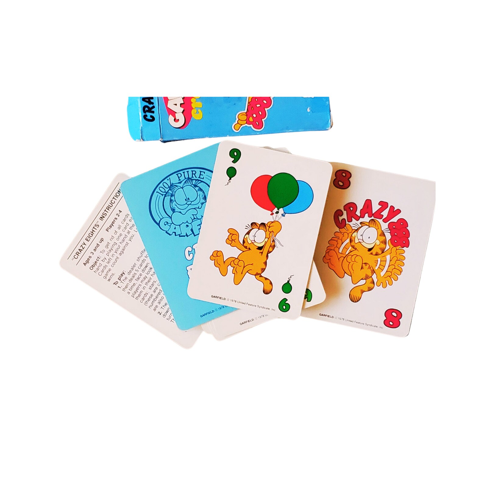 Vintage Garfield Crazy Eights Card Game, 1970s Garfield Crazy 8's Card ...