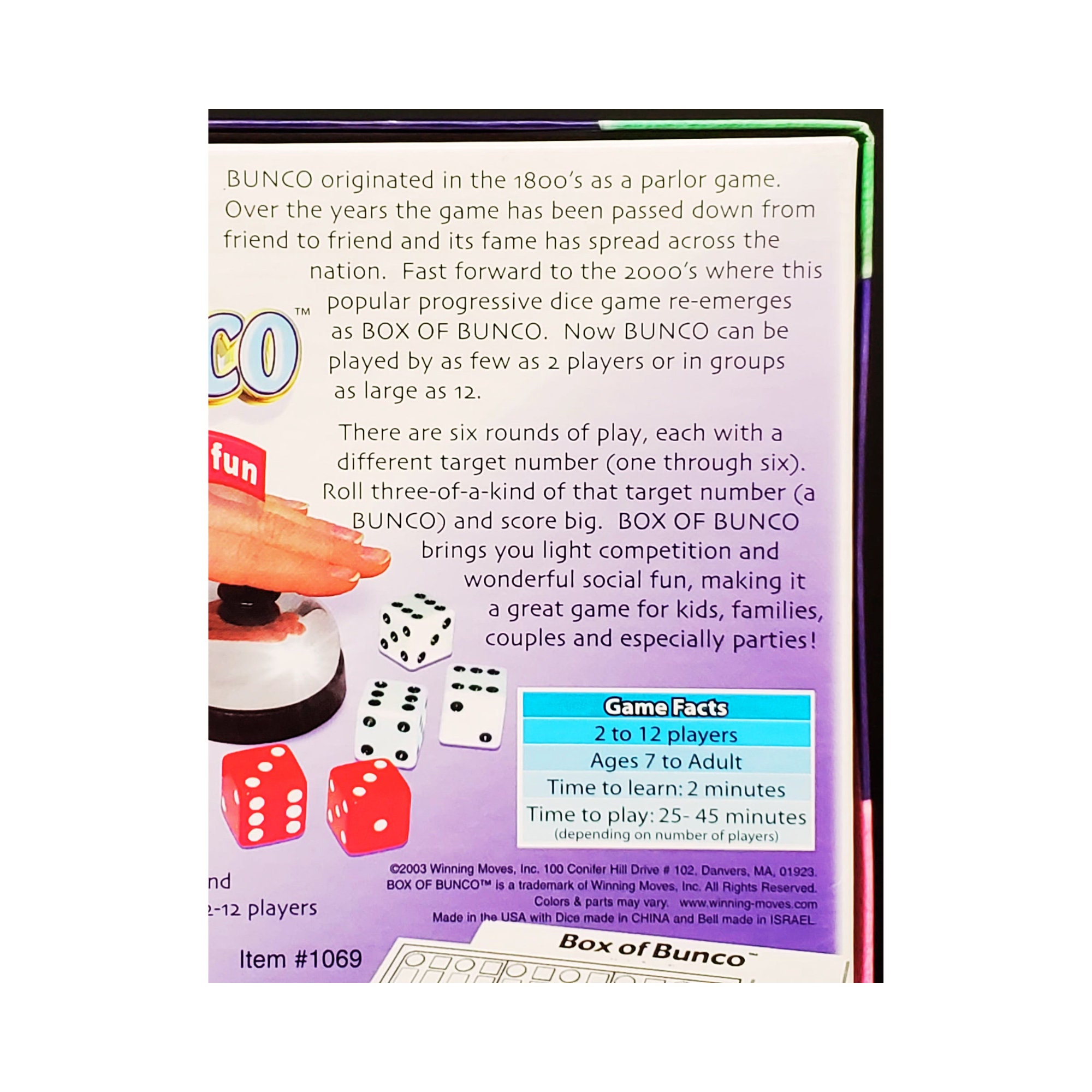 2003 Box of Bunco Game, Official Box of Bunco Dice Game, by Winning ...