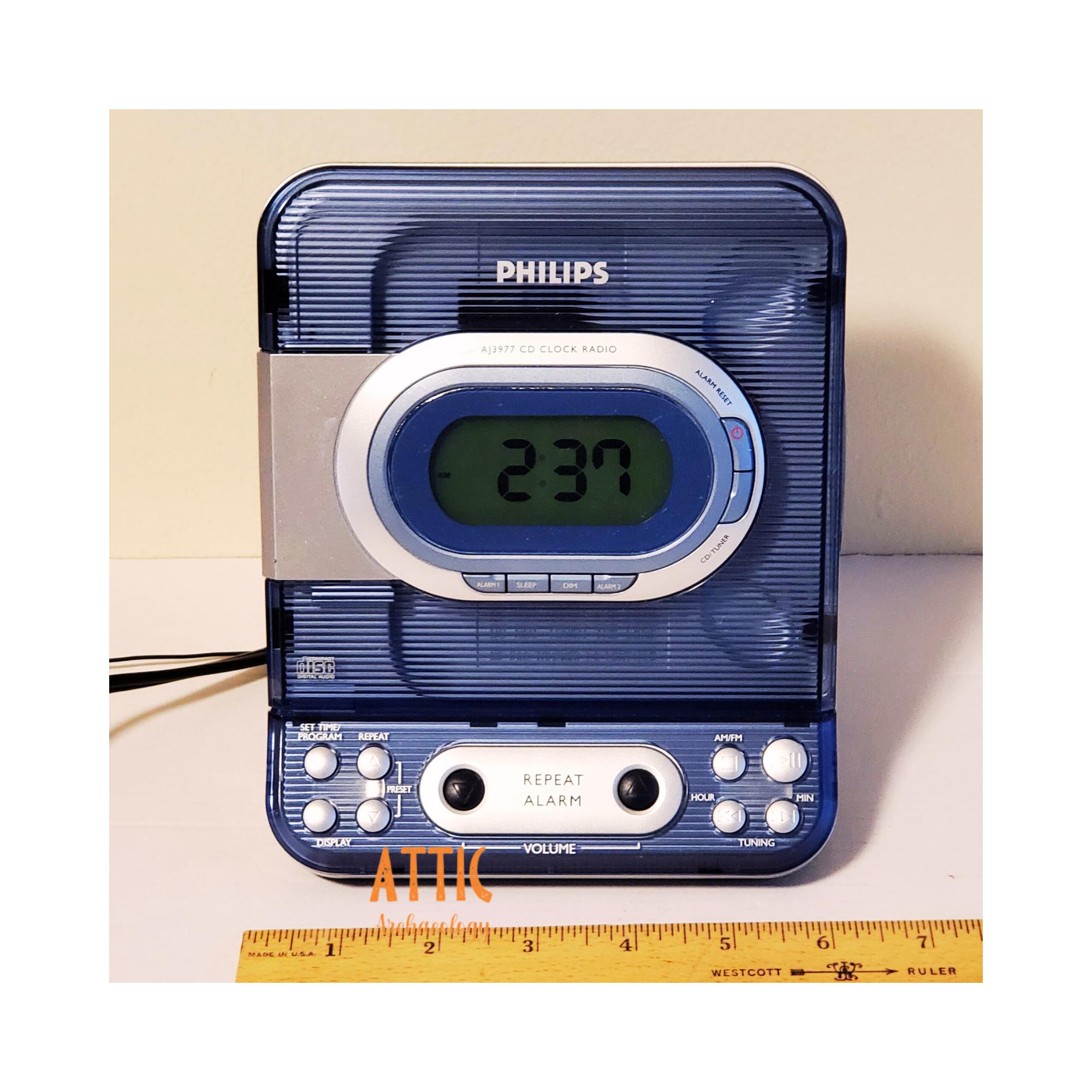 2000s Philips CD Clock Radio Alarm, Blue LCD, Tested, in Excellent ...