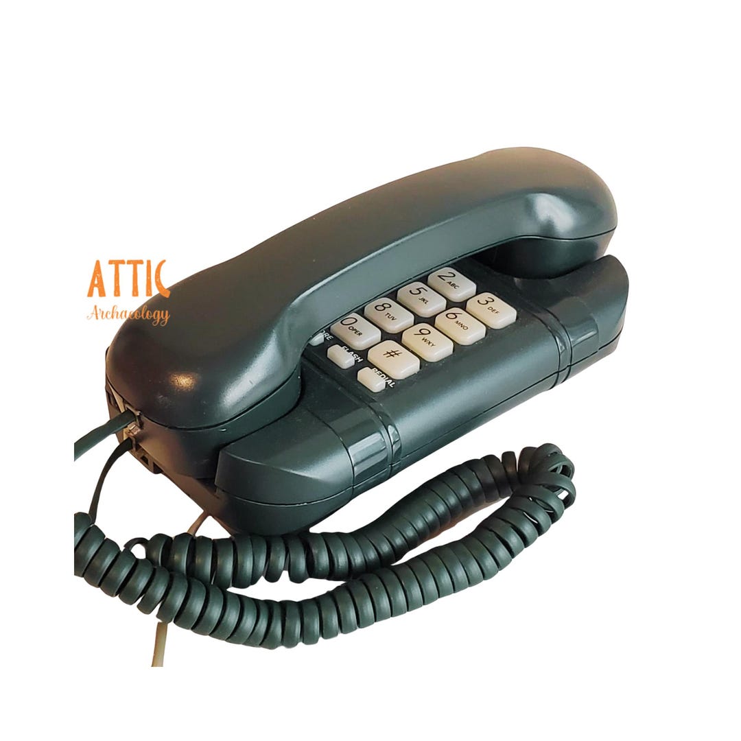 Vintage 1990s Green Push Button Telephone, Great Condition, Vintage ...