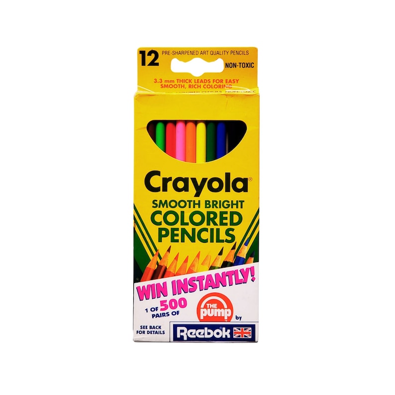 Vintage 1990s Crayola Colored Pencils, Reebok the Pump Promotional ...