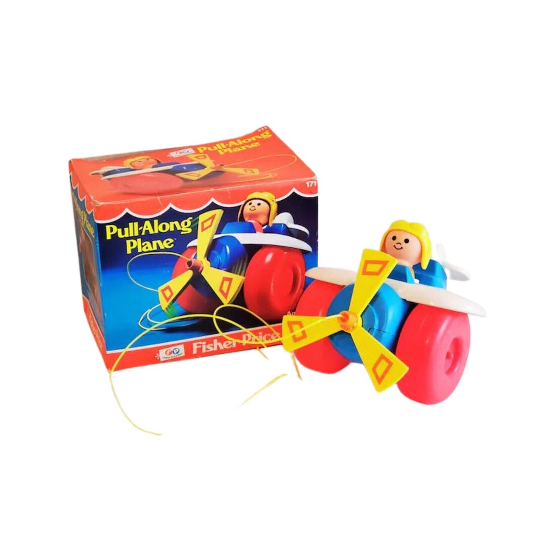 Vintage 1980s Fisher Price Pull-along Plane, in Box, Like New (vintage ...