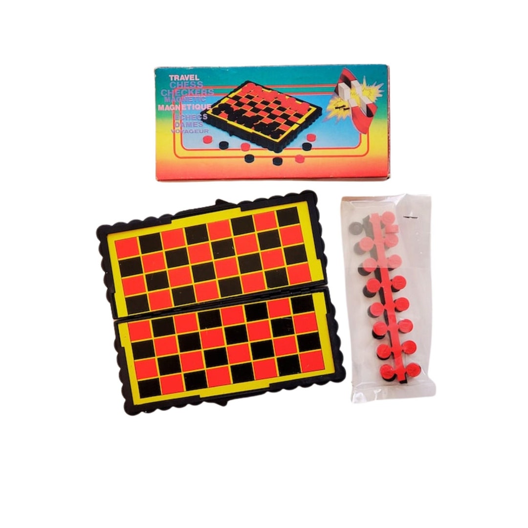 1990s Magnetic Chess/checkers Board Game, Vintage Magnetic Travel Game ...