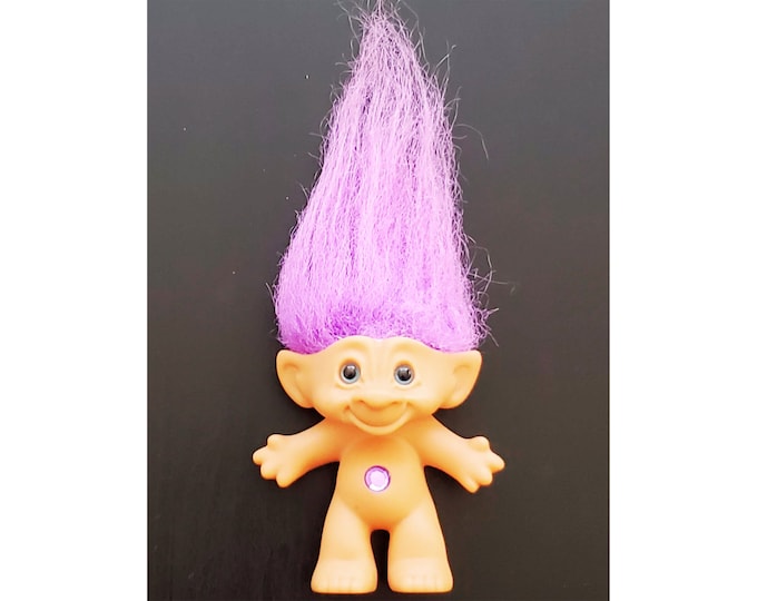 Vintage 1990s Purple Hair Troll Doll With Treasure Gem, Lavender Hair ...