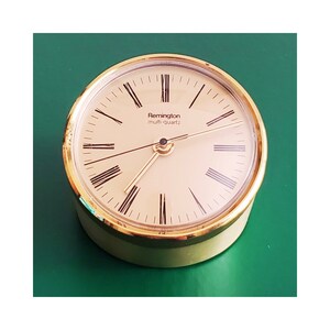 Vintage Remington Table Clock, Vintage Golden Quartz Desktop Clock ...
