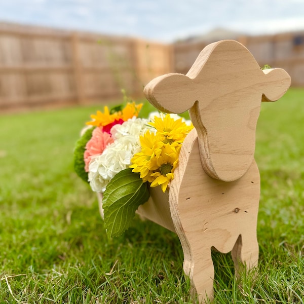 Wooden Cow Planter - Etsy