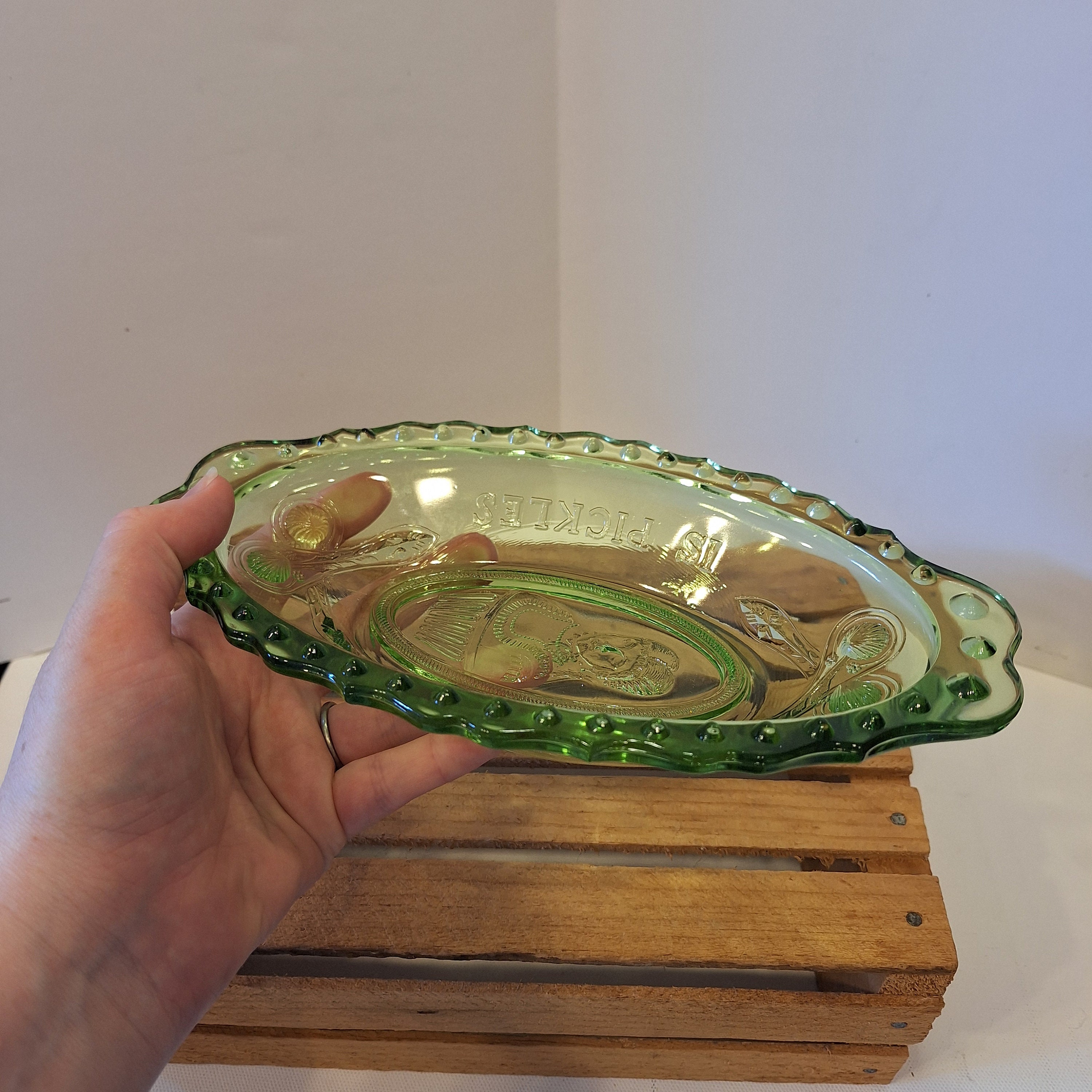 Vintage 1930s Imperial Glass Oval Pickle Dish Green Loves Request is ...