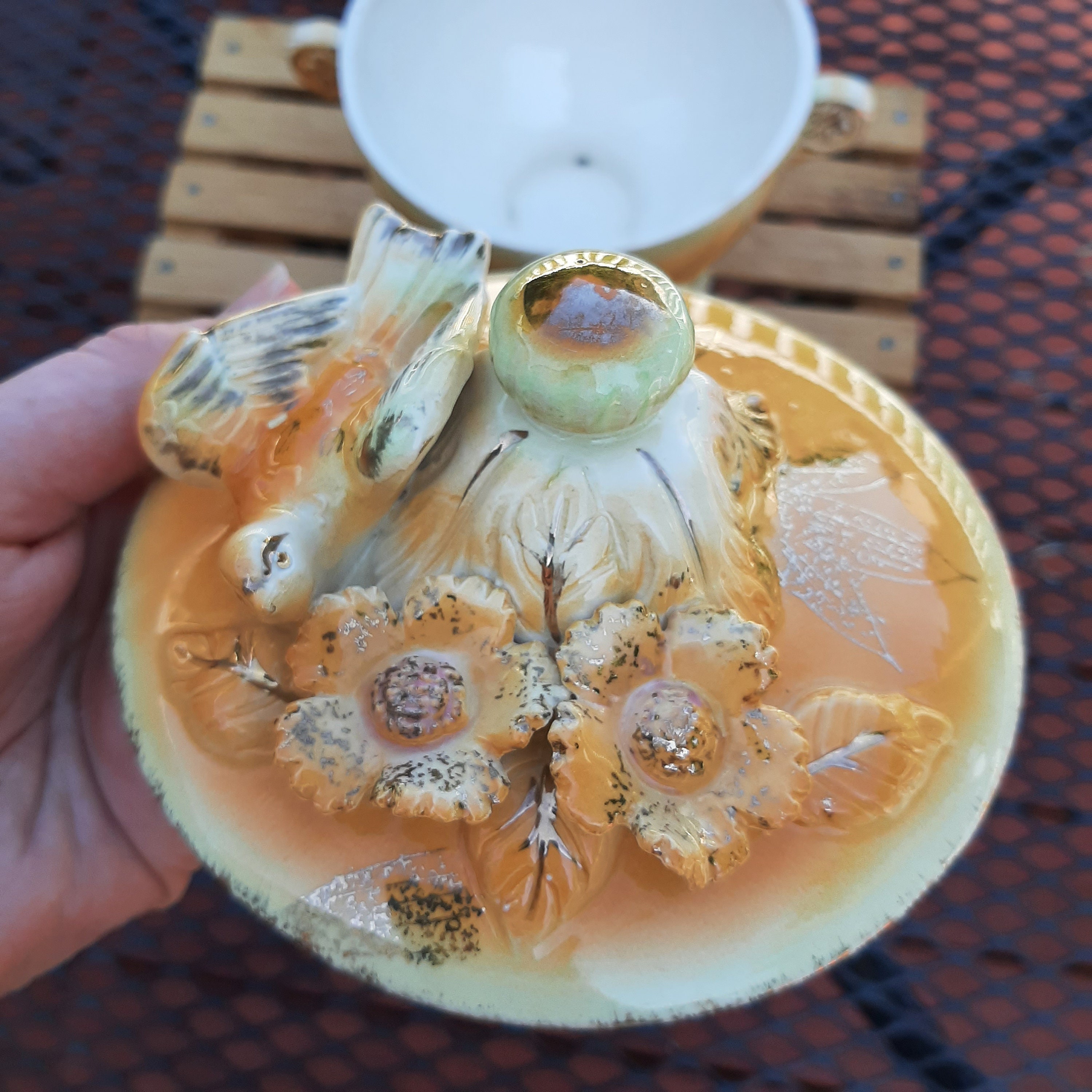 Vintage 1950s Hand Painted Betson Candy Dish Compote Lidded Candy Dish ...