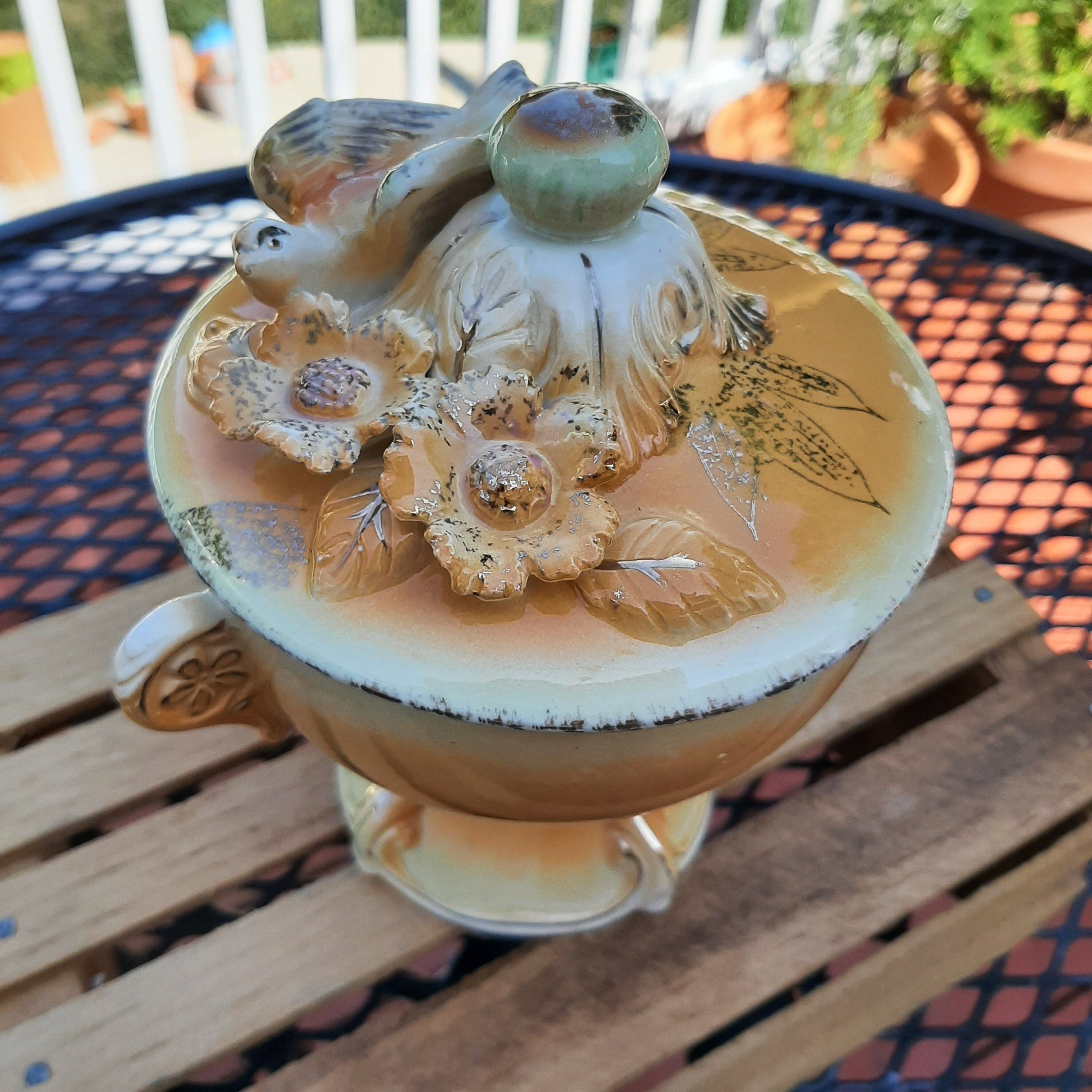 Vintage 1950s Hand Painted Betson Candy Dish Compote Lidded Candy Dish ...