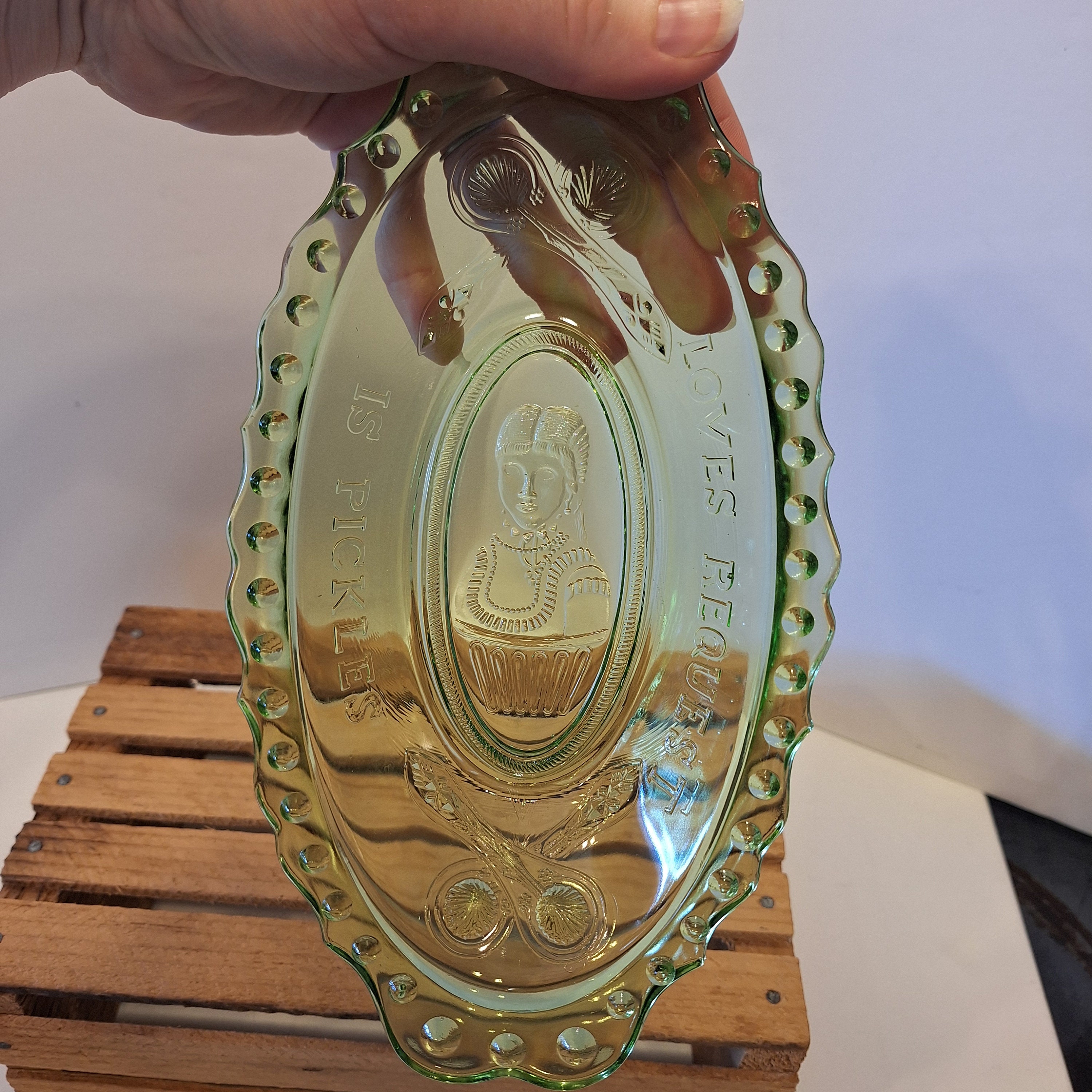 Vintage 1930s Imperial Glass Oval Pickle Dish Green Loves Request is ...