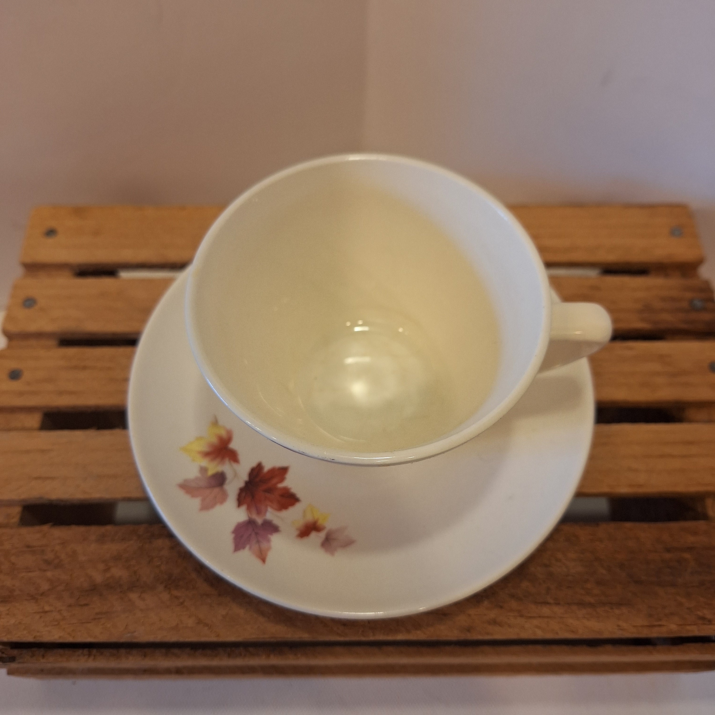 Vintage Tea Cup and Saucer USA Made Fall Leaves Pattern - Etsy