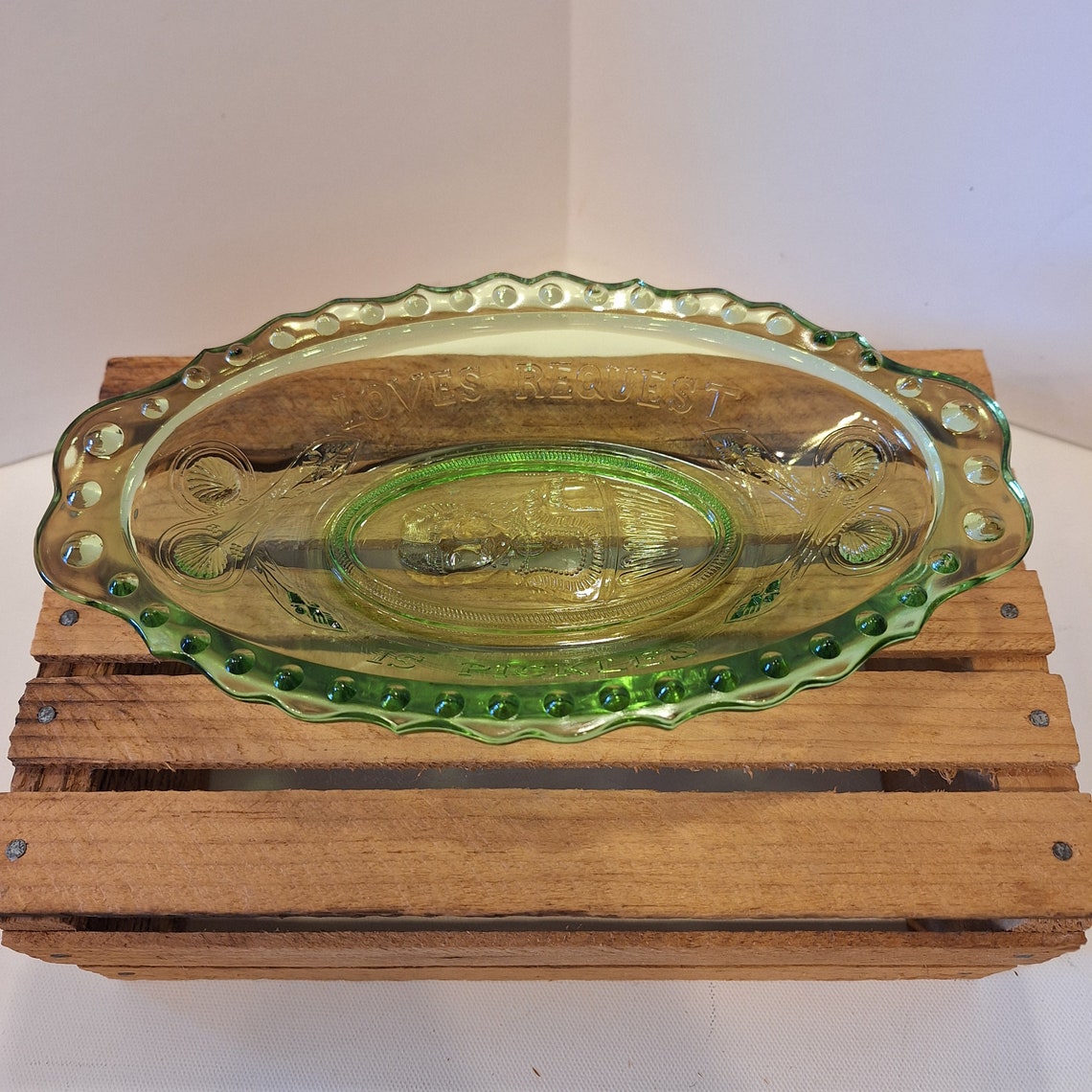 Vintage 1930s Imperial Glass Oval Pickle Dish Green Loves Request is ...