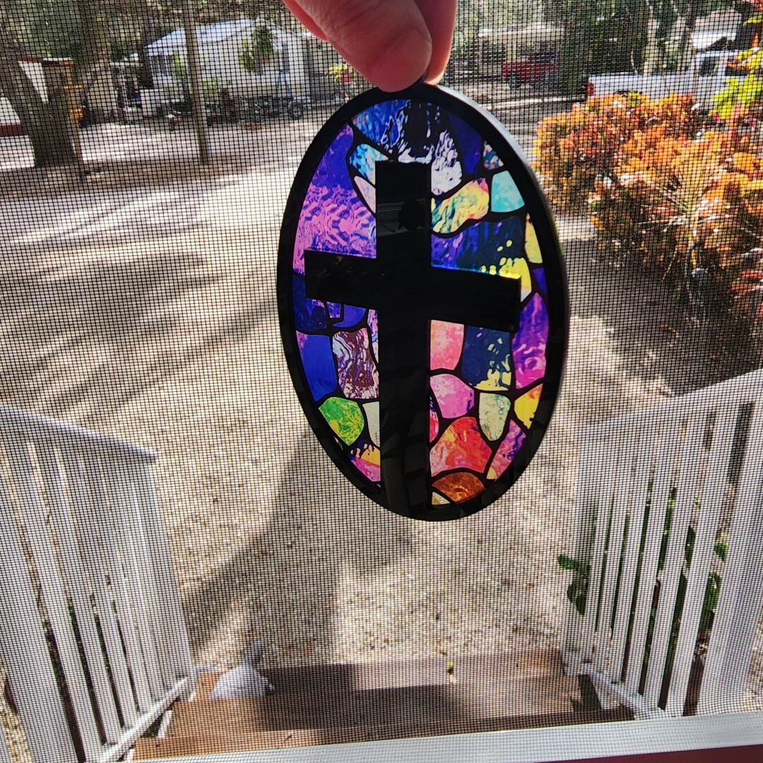 Acrylic Cross Suncatcher With Stained Glass Acrylic - Etsy