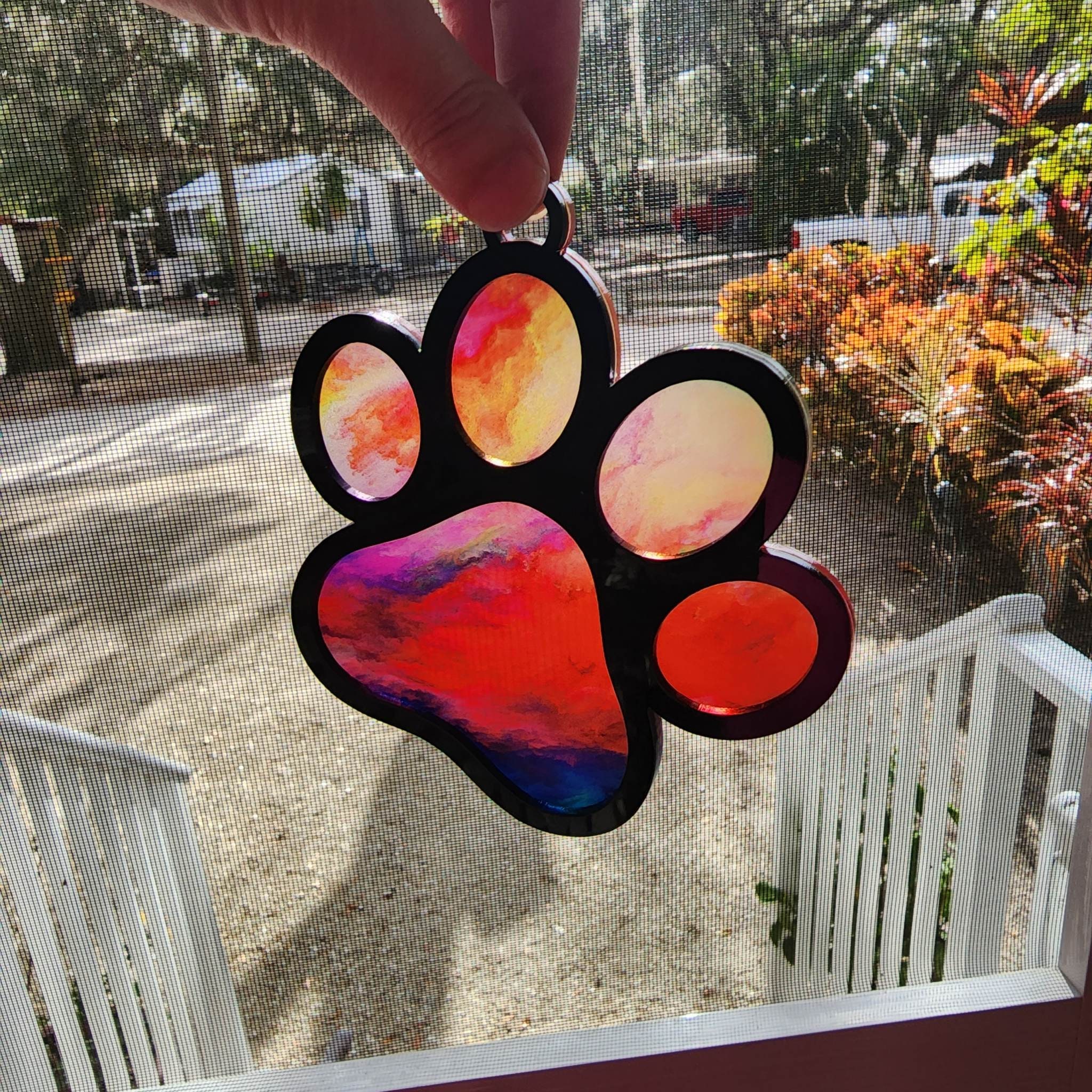 Acrylic Paw Print Suncatcher - Rainbow - Etsy