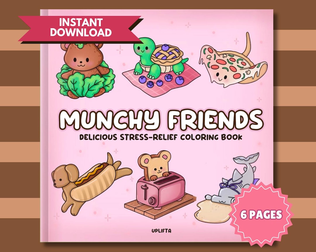 Munchy Friends Vol. 1 Cute Coloring Book, 6 Pages Colouring Book ...