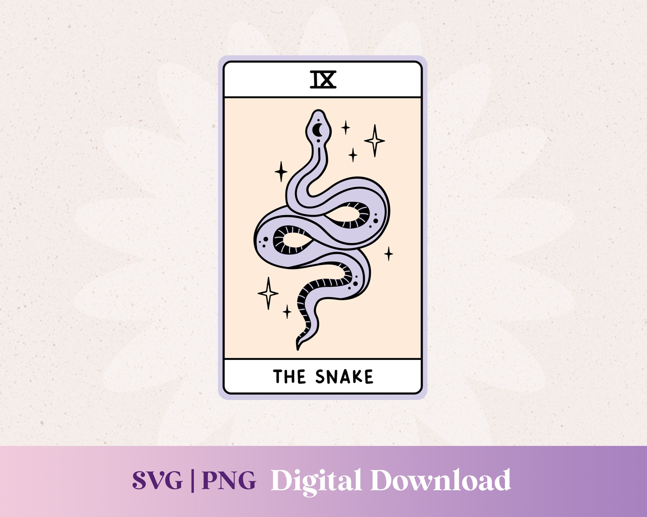 Spooky Celestial Snake Tarot SVG, Mystical Horror Card, Witchy Retro ...