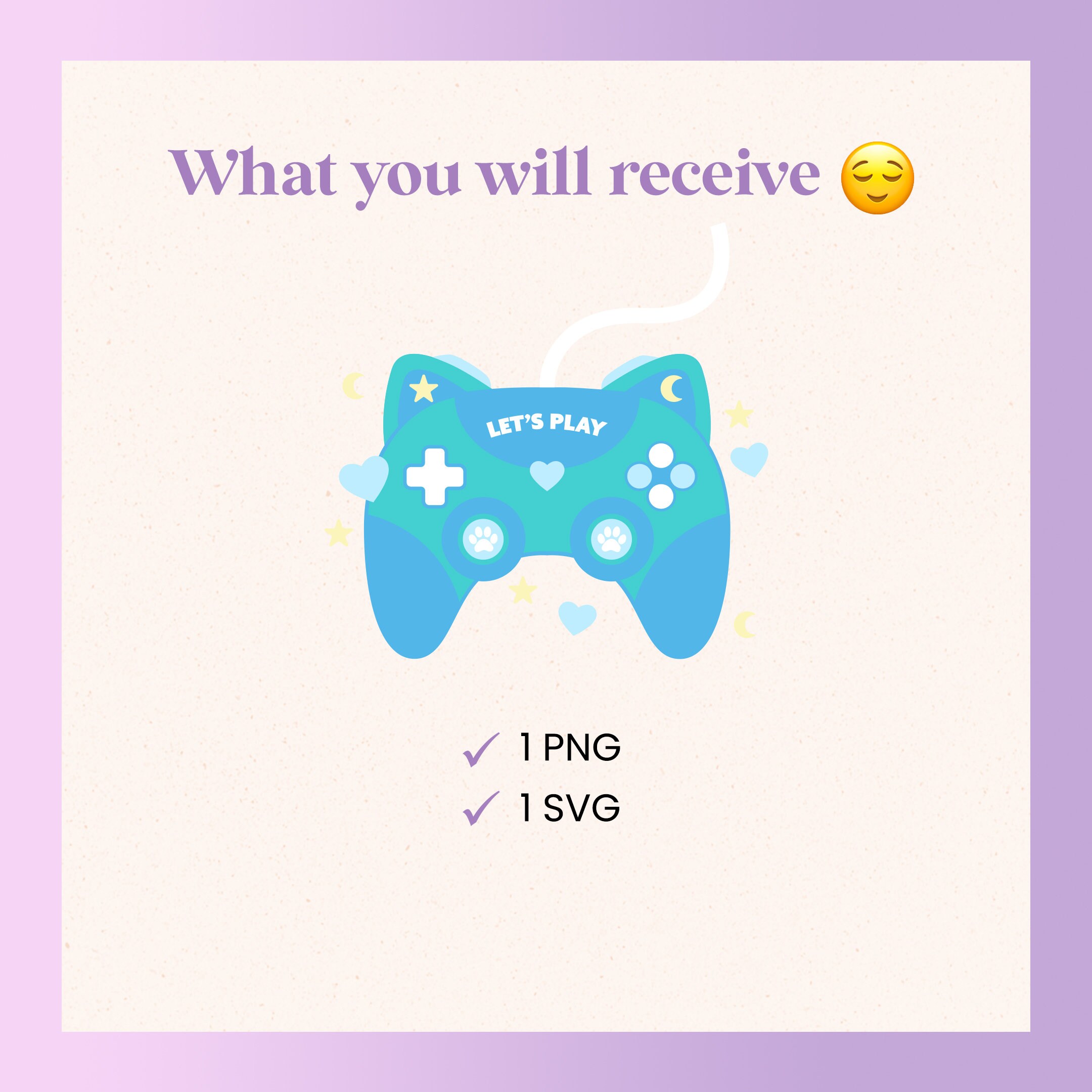 Gamer Girl Cute Cat Controller Svg, Celestial Moon Stars Streamer Png ...