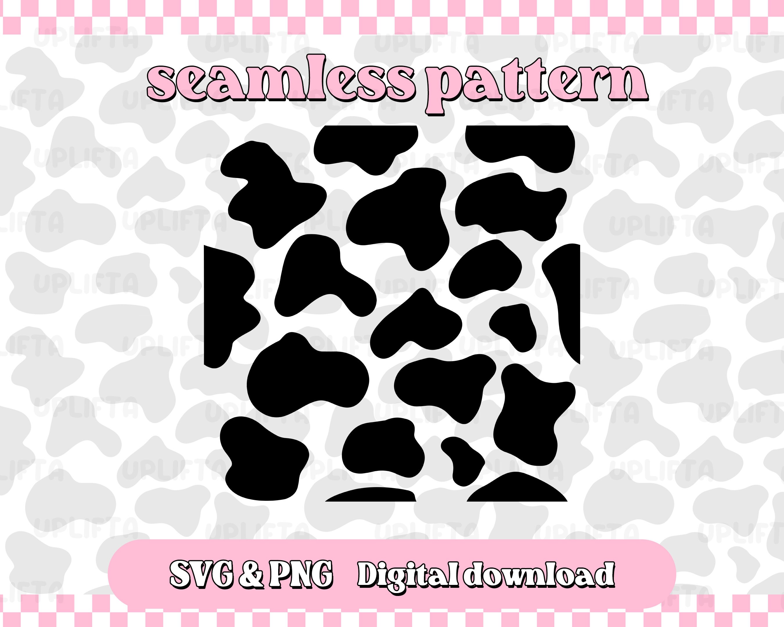 Seamless Pattern Cow Print SVG, Black and White Cow Print PNG Cowgirl ...
