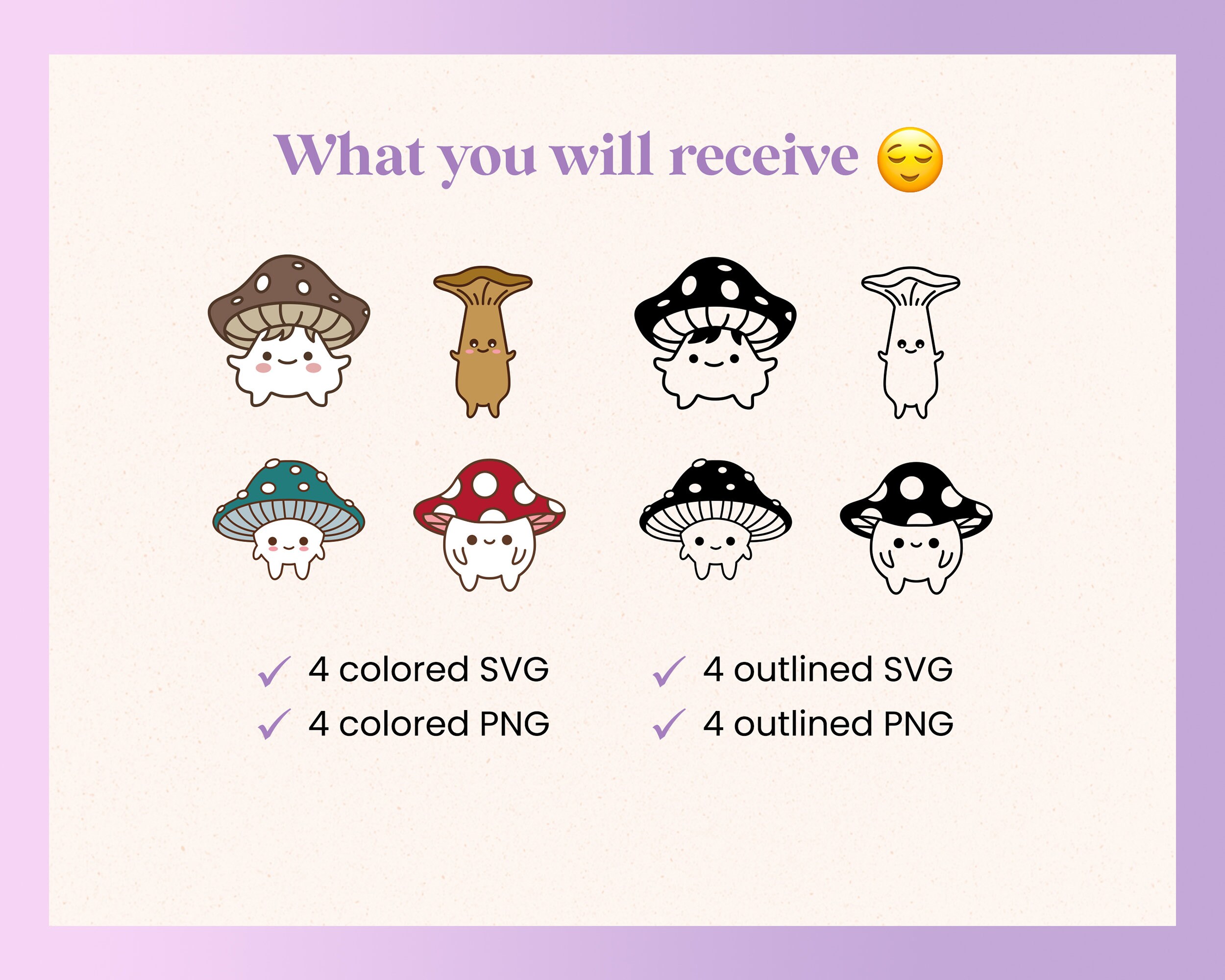 Mushroom SVG Bundle, Mystical Boho Cute Cliparts, Hippie Botanical PNG ...