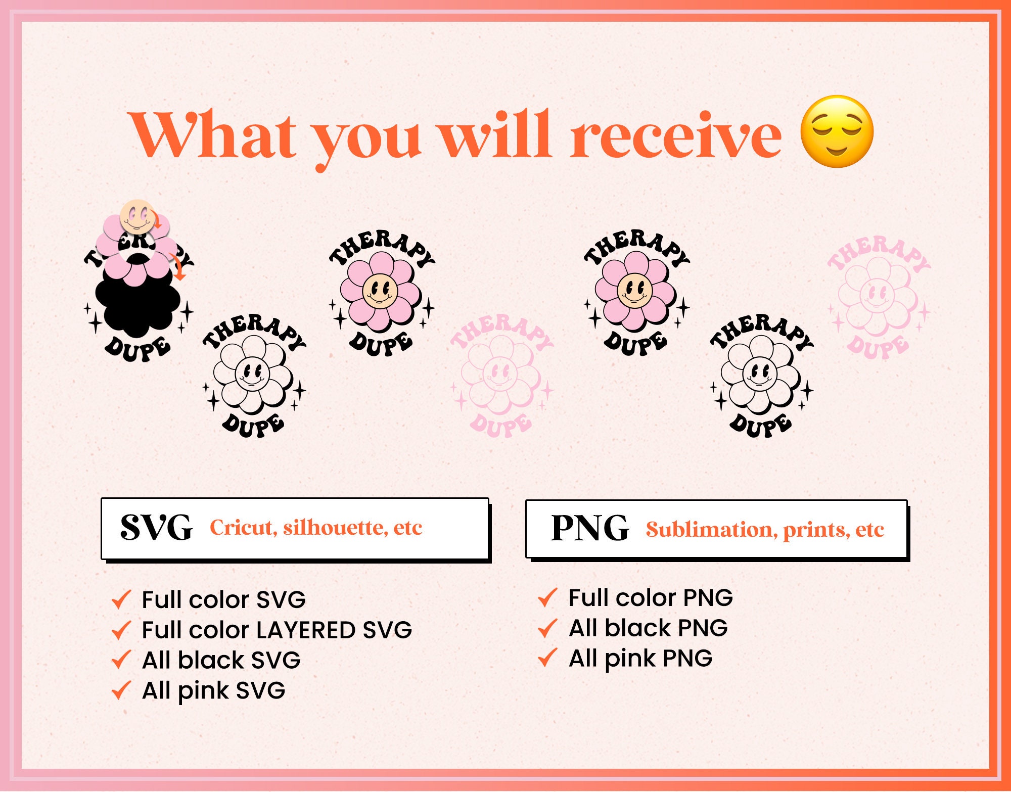 Pink Retro Daisy Flower Svg, Therapy Dupe Anxiety Svg Png Clipart - Etsy