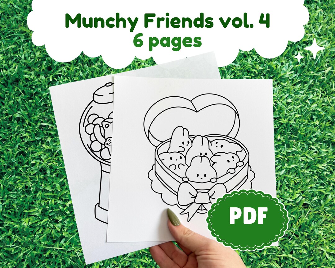 Munchy Friends Part 4: Cute Animals Coloring Book, 6 Pages Coloring ...