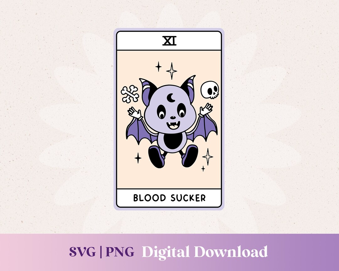 Spooky Cute Bat Tarot Card SVG, Mystical Horror Card, Witchy Retro Old ...