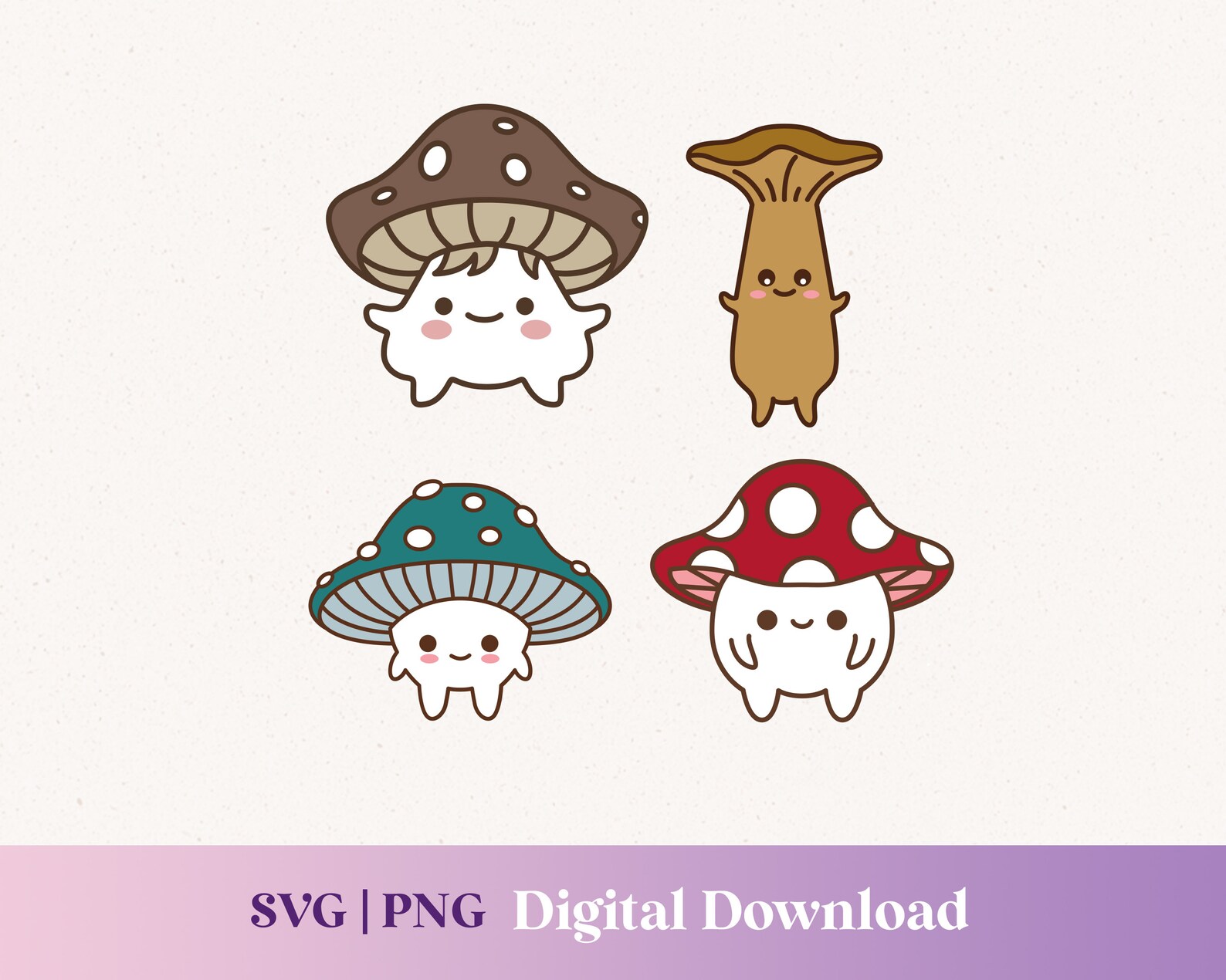 Mushroom SVG Bundle, Mystical Boho Cute Cliparts, Hippie Botanical PNG ...