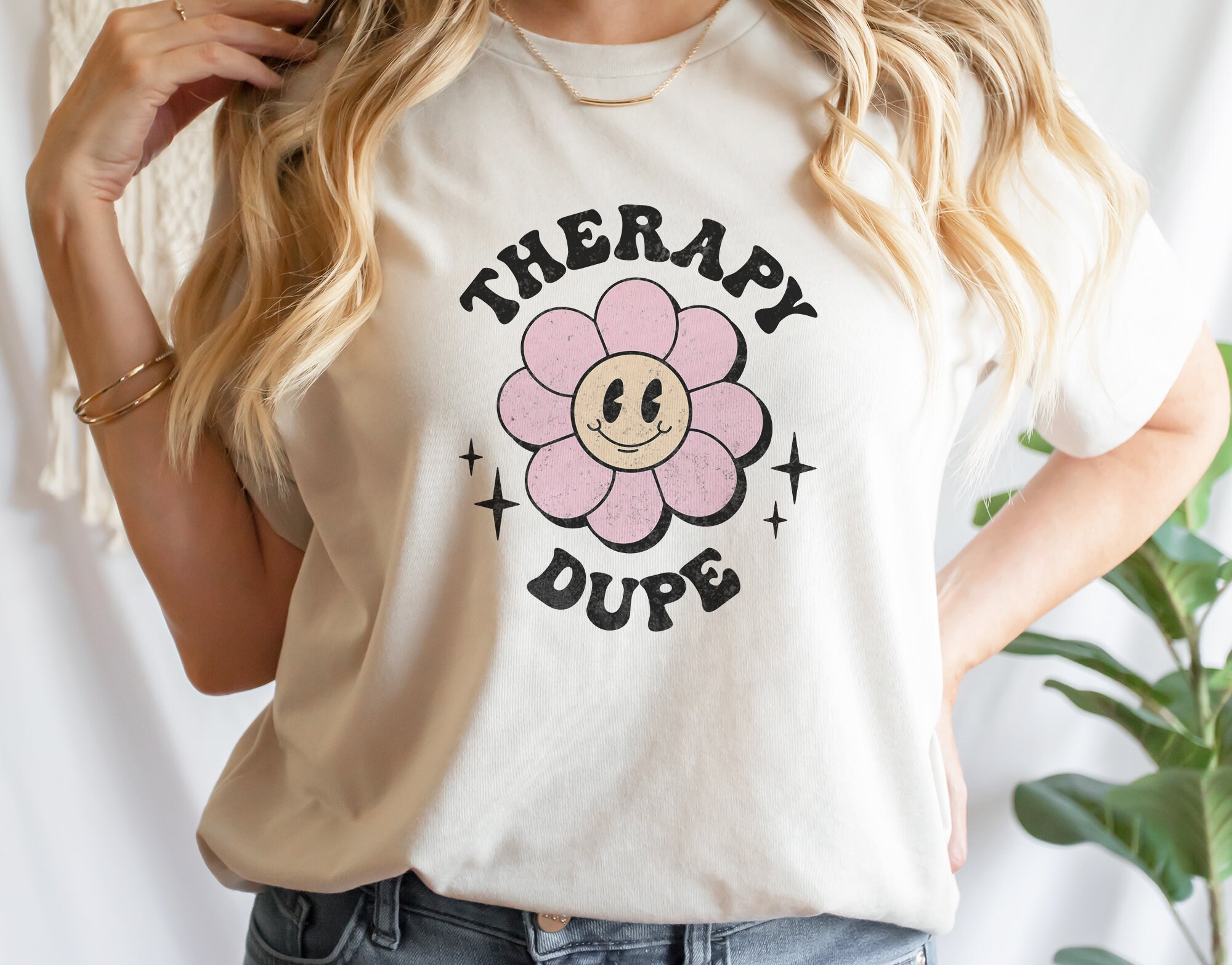 Pink Retro Daisy Flower Svg, Therapy Dupe Anxiety Svg Png Clipart - Etsy