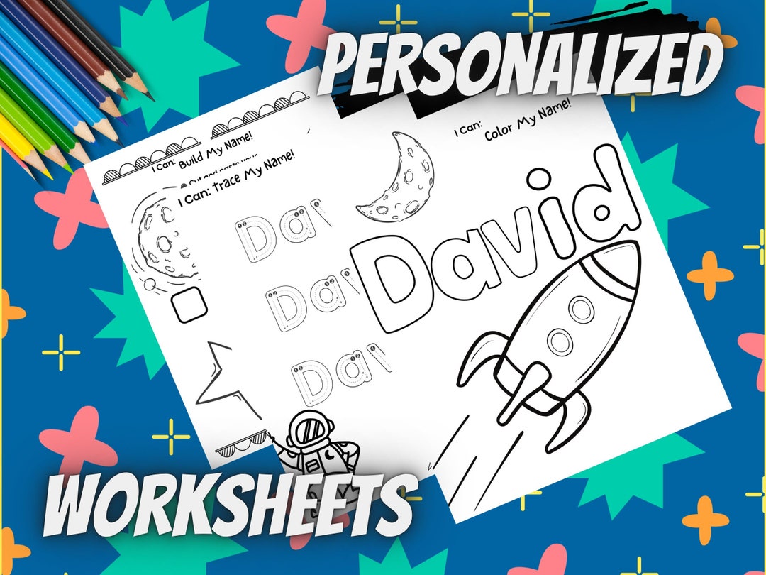 Custom Name Recognition Worksheets, Name Writing Practice, Outer Space ...
