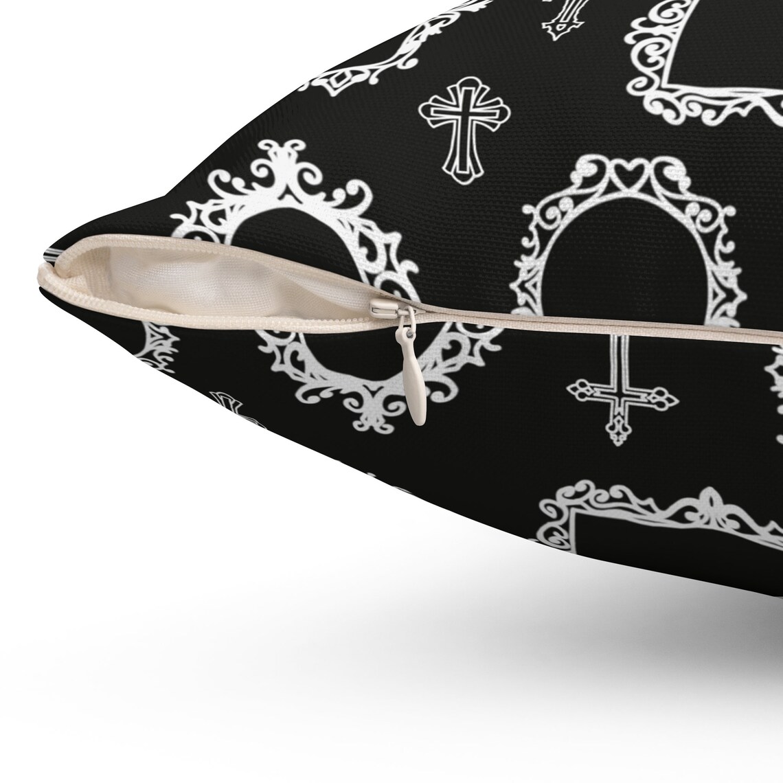 Victorian Goth Crosses and Frames Decorative Square Pillow, Gothic ...