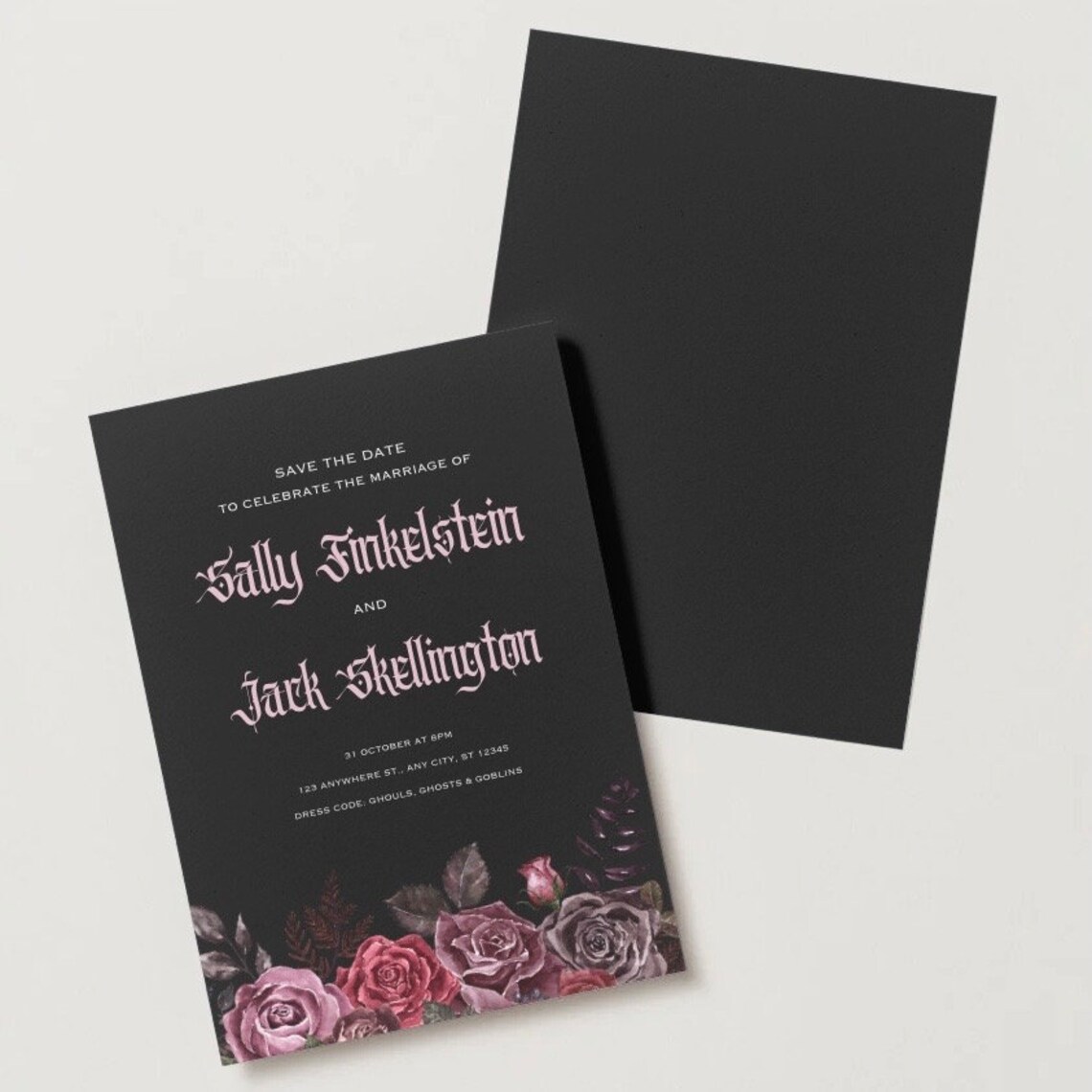 EDITABLE Goth Wedding Invitations, Gothic Roses Party Invitation ...