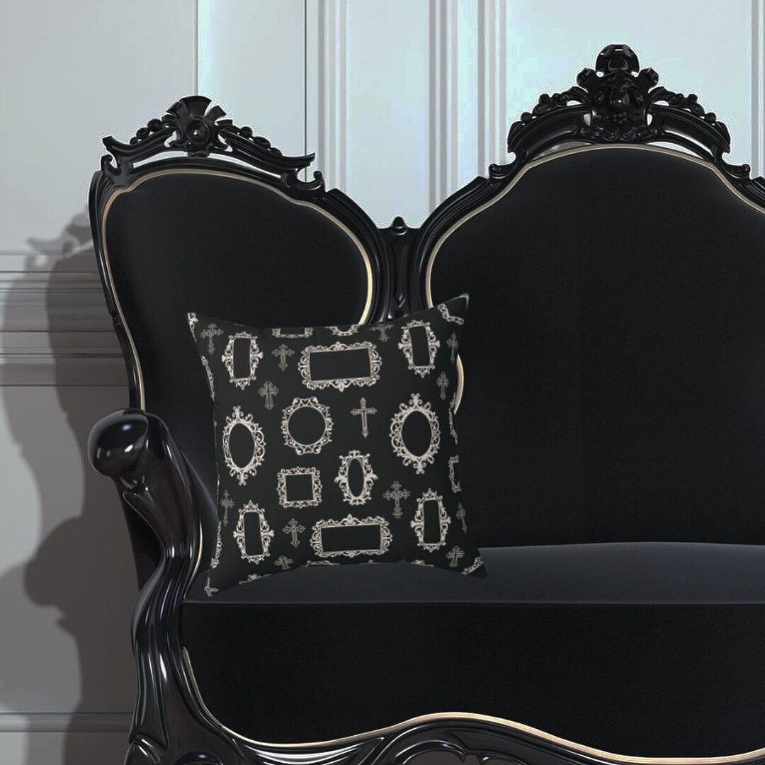 Victorian Goth Crosses and Frames Decorative Square Pillow, Gothic ...