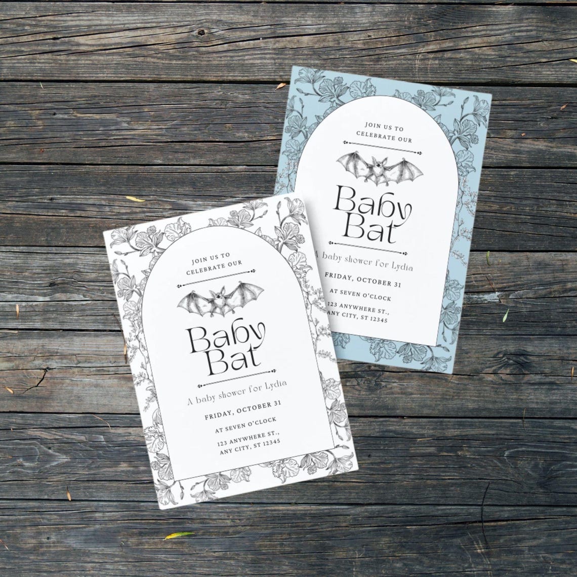 EDITABLE Baby Bat Baby Shower Invitation, Goth Baby Shower, Bat Themed ...