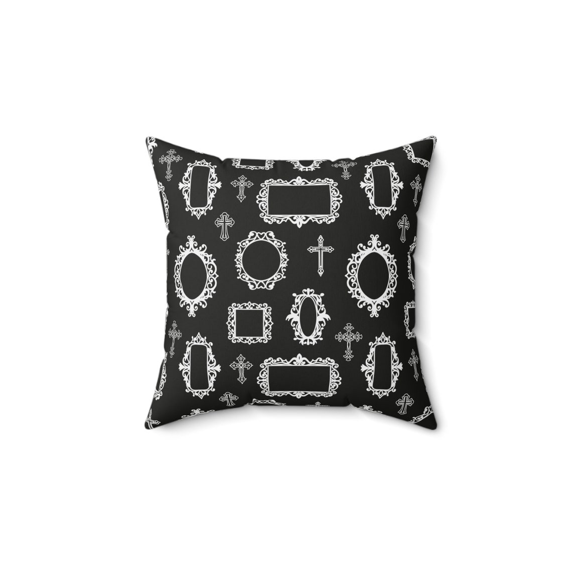 Victorian Goth Crosses and Frames Decorative Square Pillow, Gothic ...