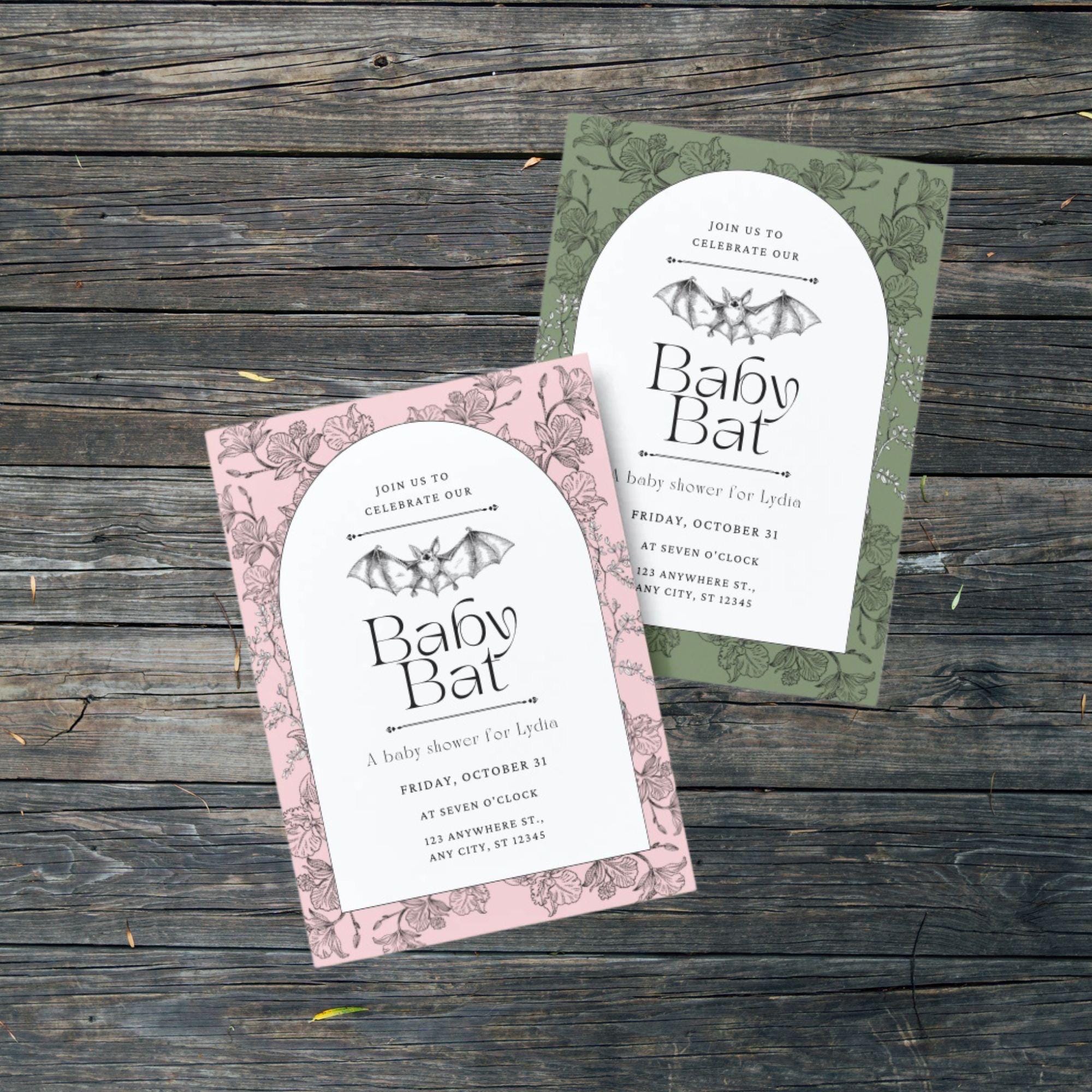 EDITABLE Baby Bat Baby Shower Invitation, Goth Baby Shower, Bat Themed ...