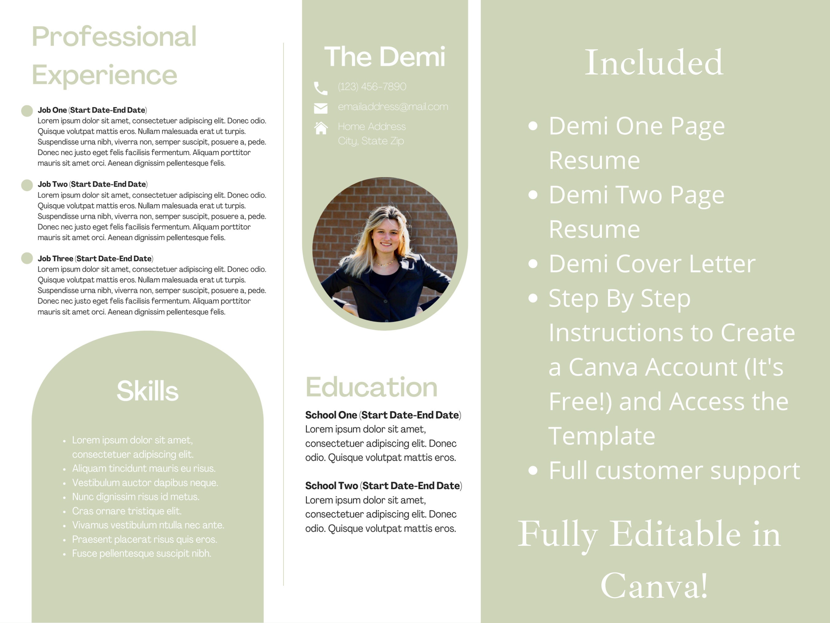 The Demi Mint Green, Canva Resume and Cover Letter Template Suite - Etsy