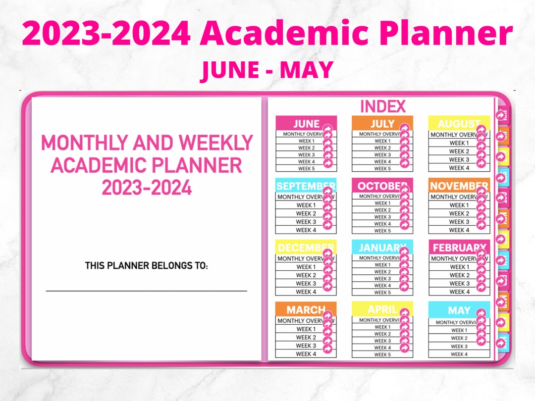 Digital Academic Planner 2023-2024 June-may Colorful Preppy Simple ...